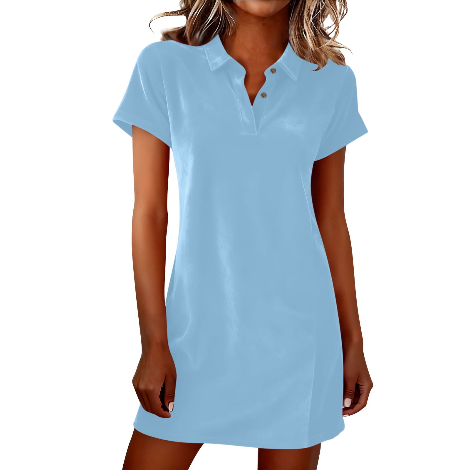 BLTIBY Velvet Dress for Women Casual Button Lapel Shirt Dresses Elegant ...