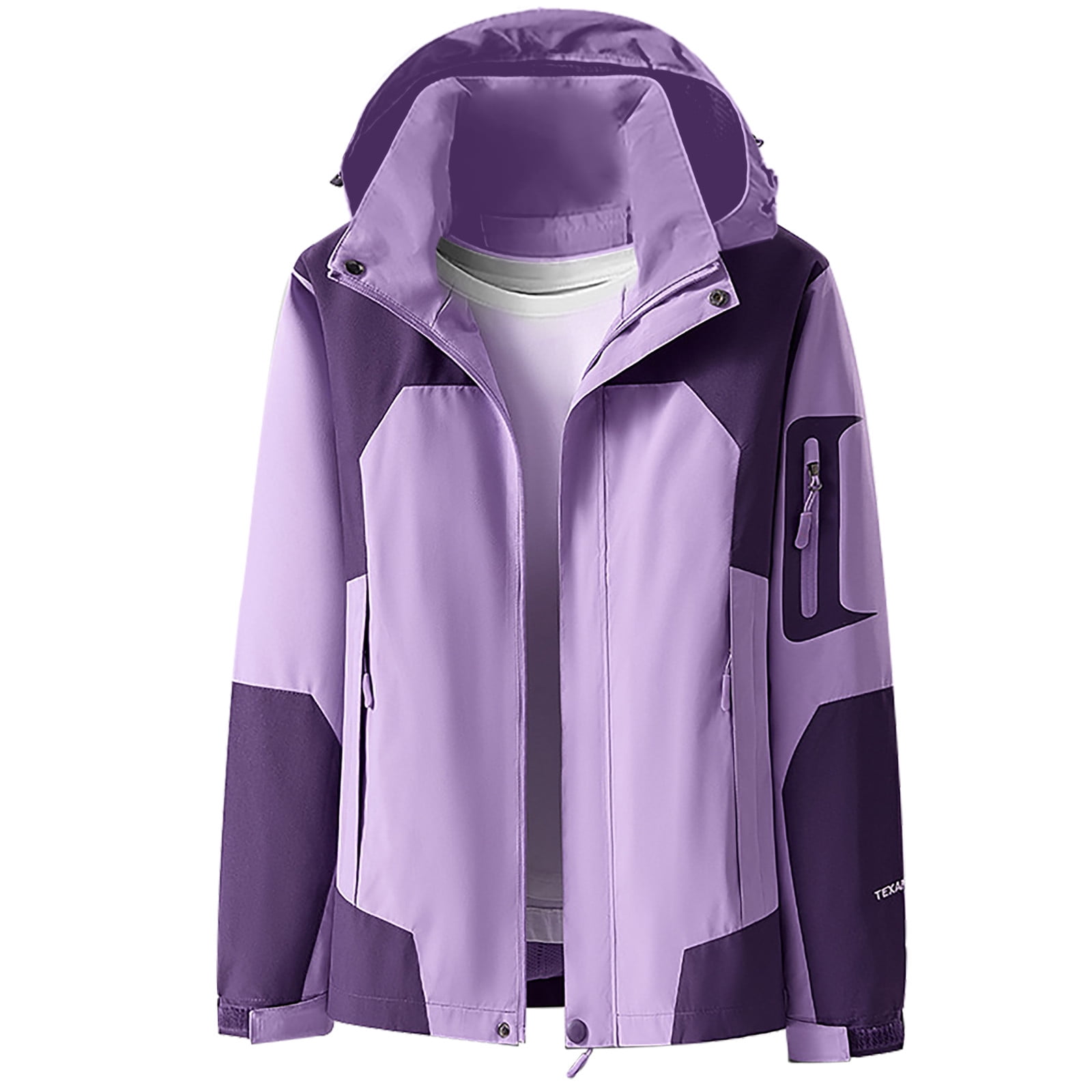 BLTIBY Waterproof Rain Jacket Hooded for Women Fall Winter Solid Colour ...