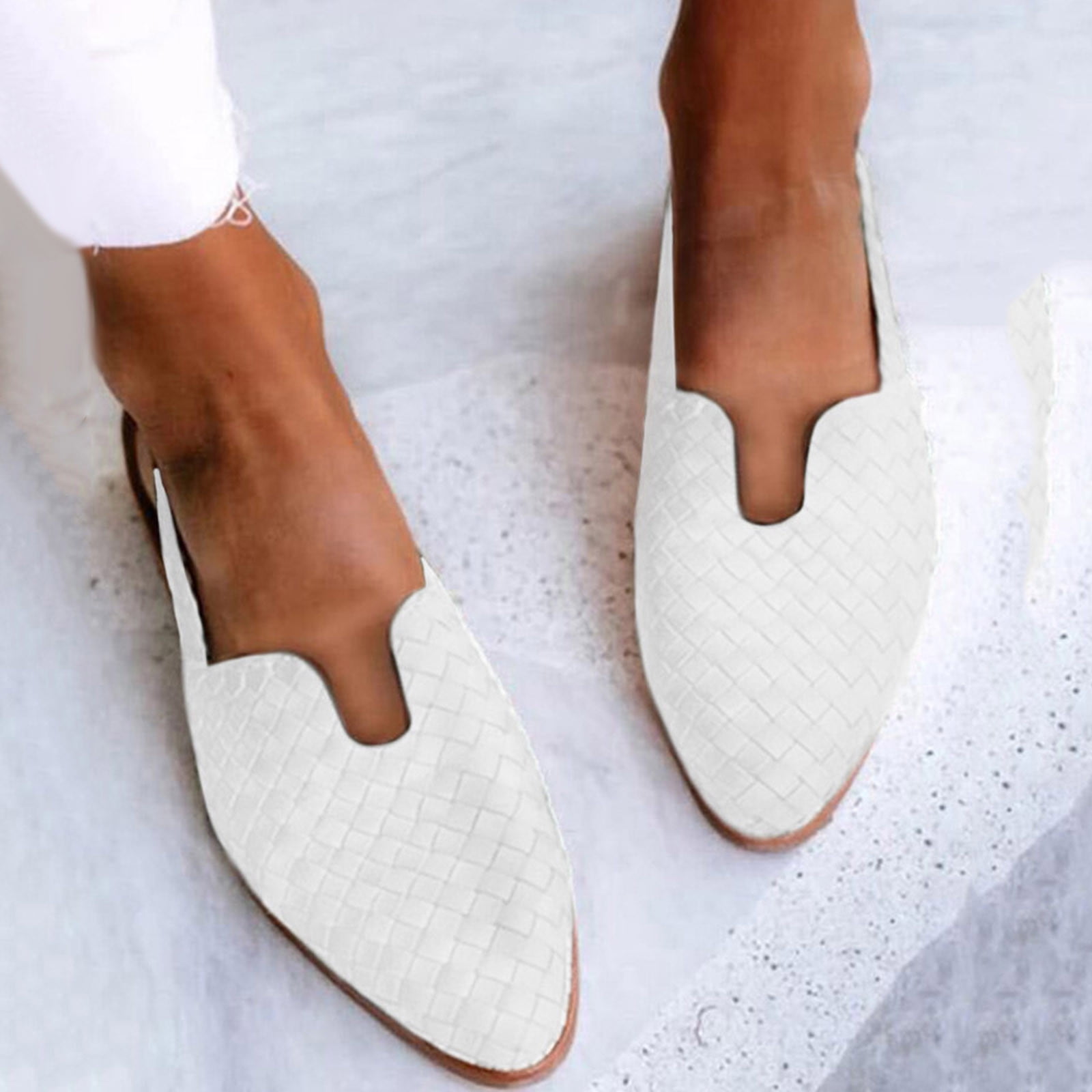 BLTIBY Weave Sandal for Women Fashion Pointed Toe Closed Toe Cutout ...