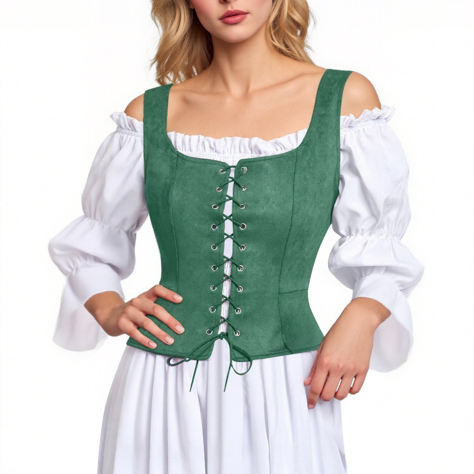 BLTIBY Women Bustier Corset Court Vintage Lace Up Body Shaper ...