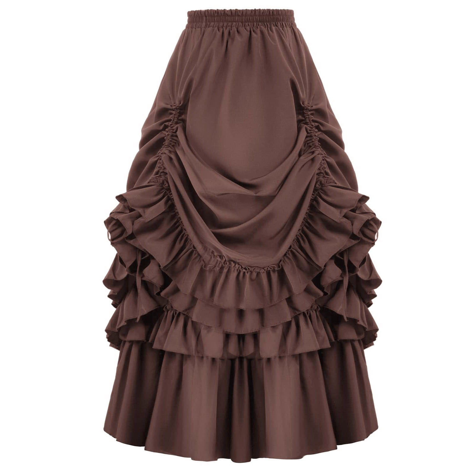 BLTIBY Women Renaissance Skirt Victorian Steampunk Skirt Tiered Elastic ...