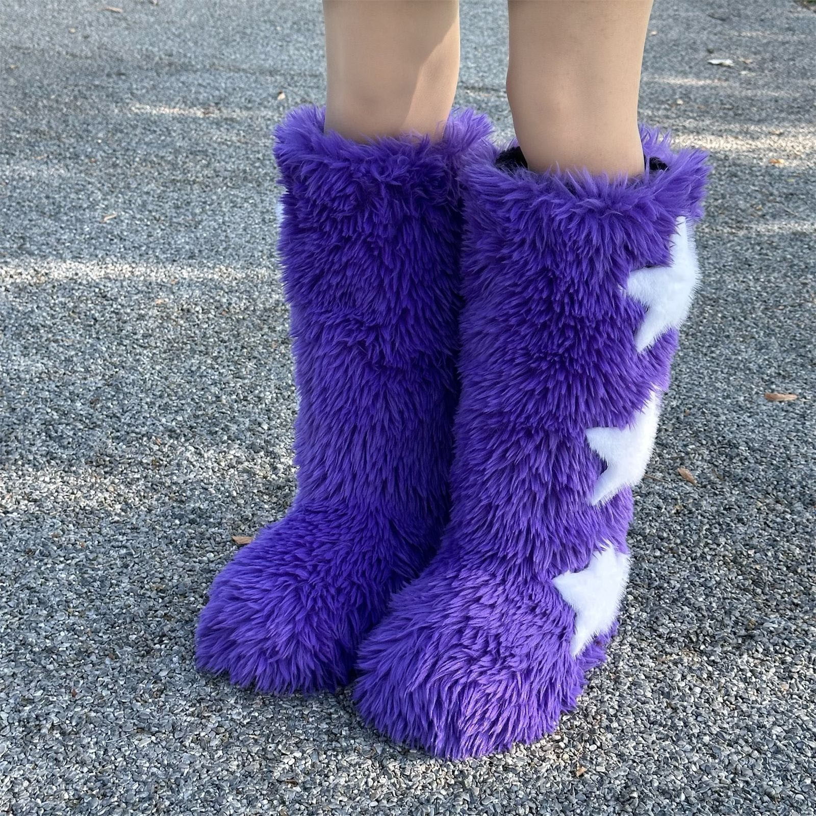 BLTIBY Women's Faux Fur Boots Winter Comfy Plush Warm Snow Boot ...