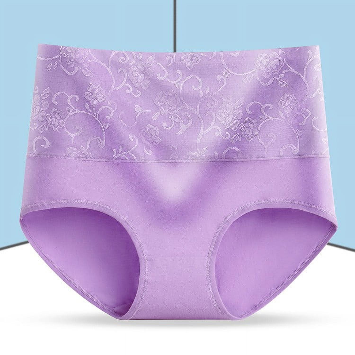 BLTIBY Women's High Waisted Triangle Briefs Printed Cotton Tummy ...