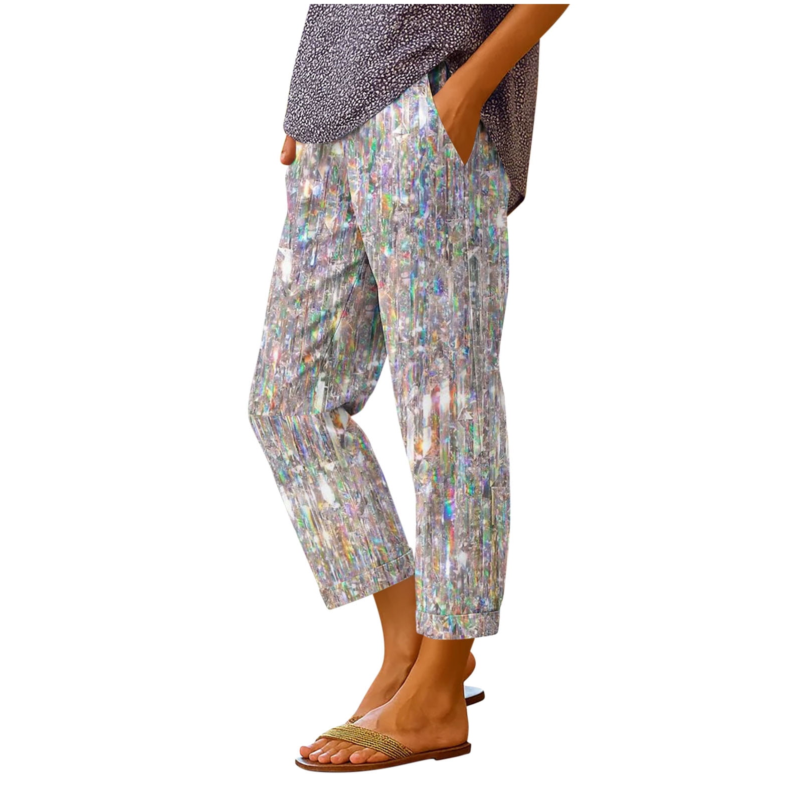 BLTIBY Women's Pants Striped Printed Straight Leg Summer Fall Lounge ...