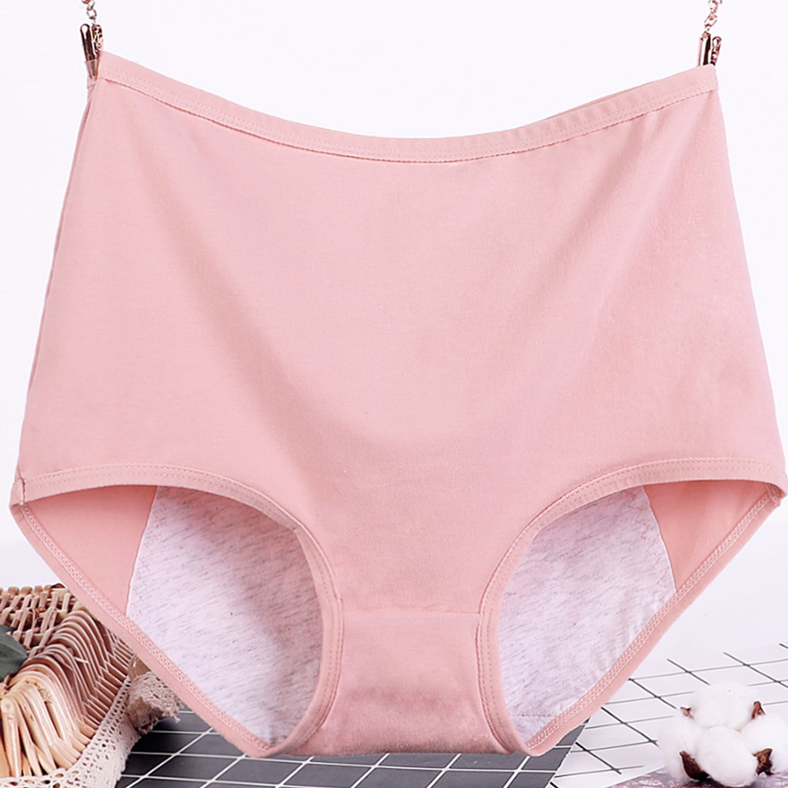 BLTIBY Women's Period Briefs Solid Color High Waisted Plus Size ...