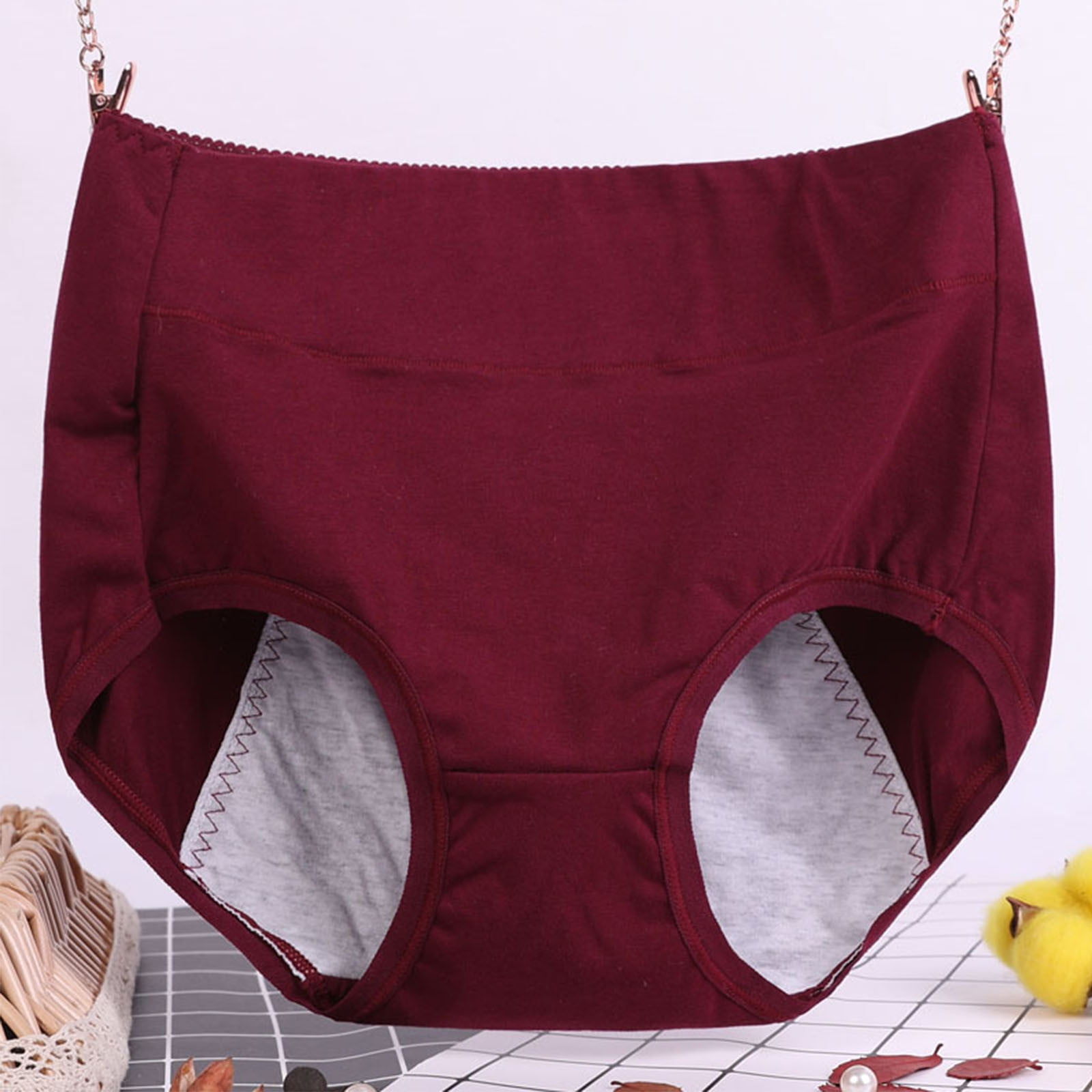 BLTIBY Women's Period Briefs Solid Color High Waisted Plus Size ...