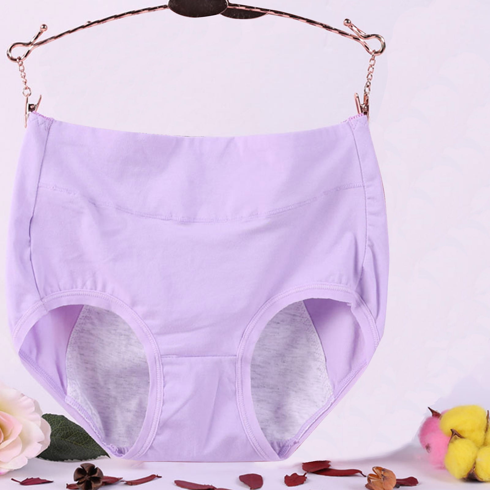 BLTIBY Women's Period Triangle Briefs Solid Color High Waisted Plus ...