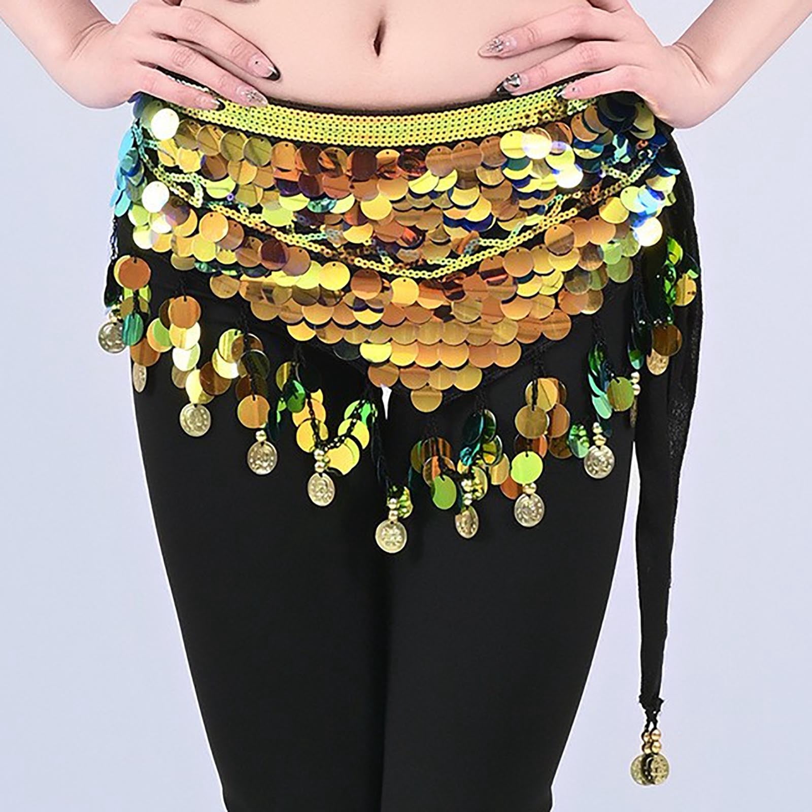 BLTIBY Women's Scale Sequin Tassel Skirts Hip Scarf Waist Belt for Show ...