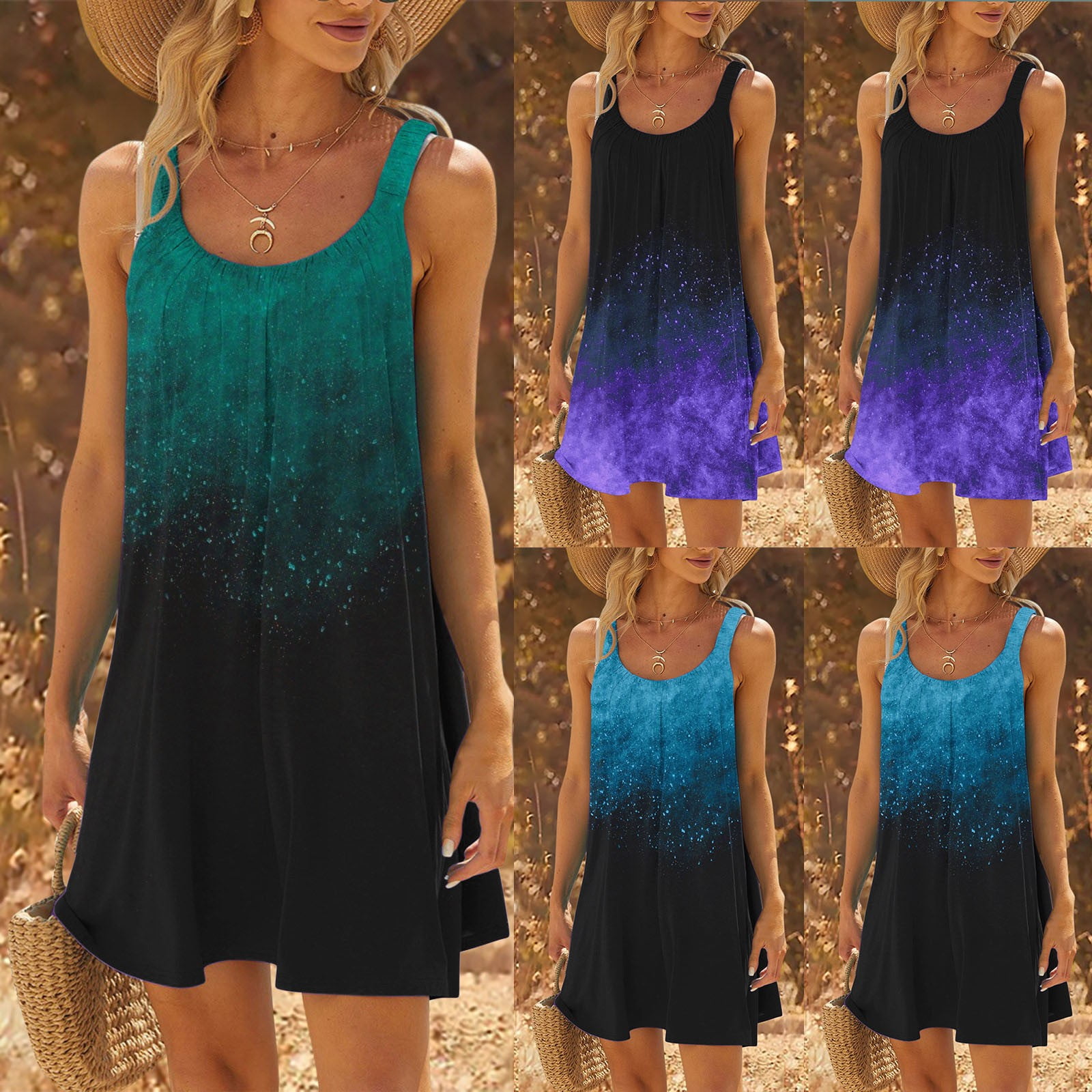 BLTIBY Women's Sleeveless Summer T Shirt Dress Vintage Beach Sundress ...
