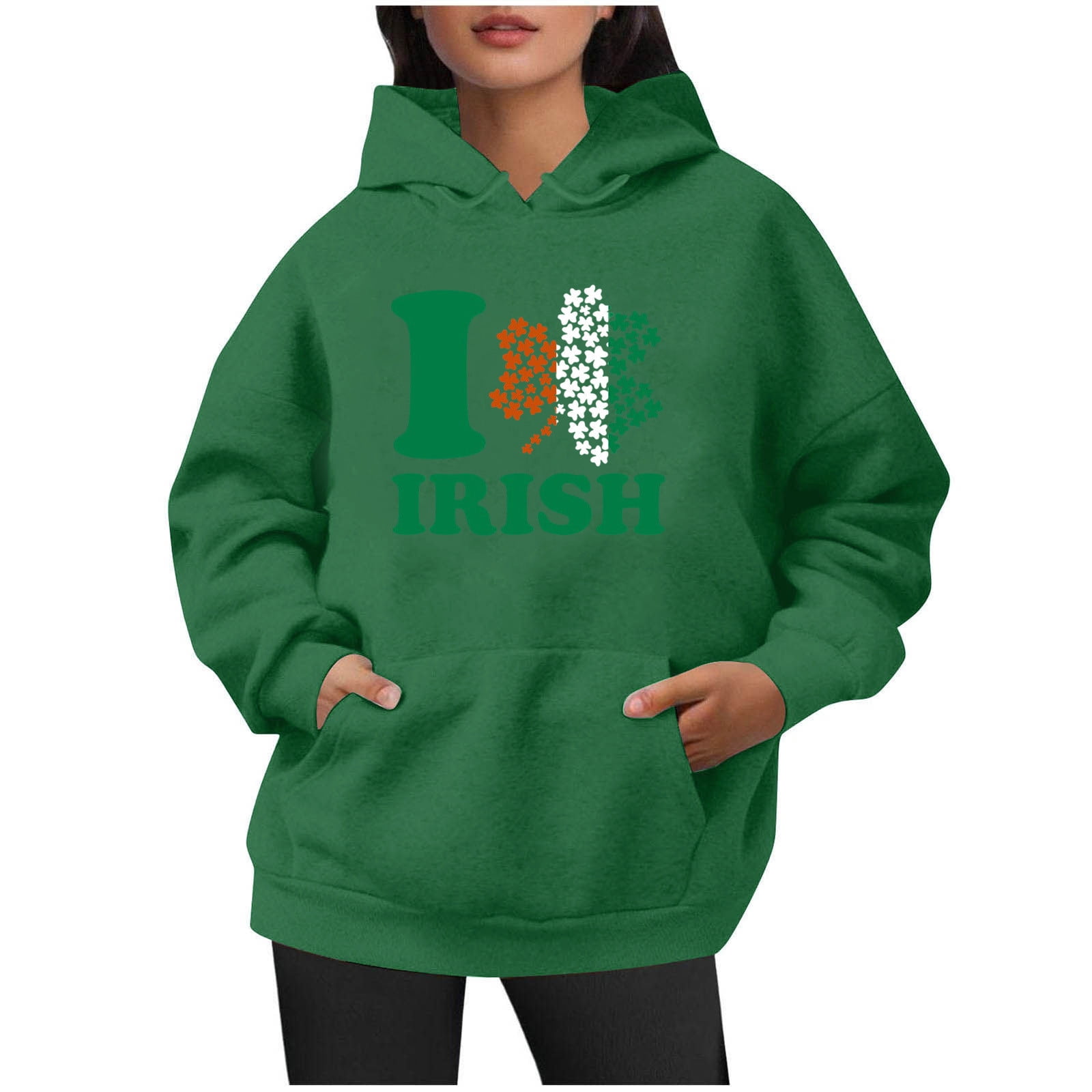 BLTIBY Women's St. Patrick's Day Sweatshirts Hoodies Printed Crew Neck ...