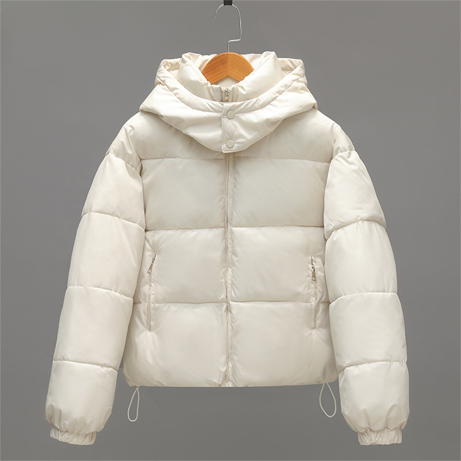 BLTIBY Women's Winter Warm Puffer Jacket Cropped Zip up Fluffy Quilted ...