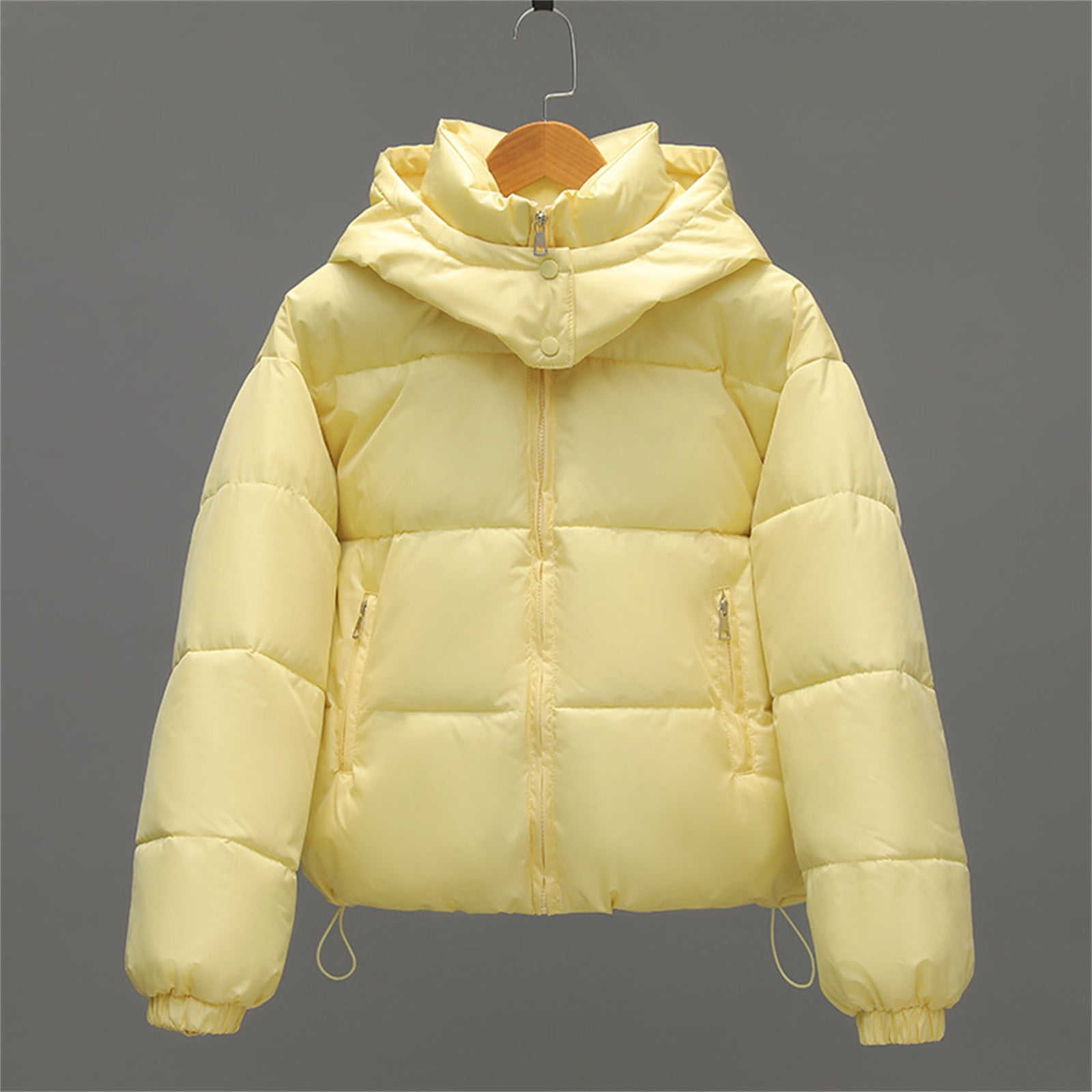 BLTIBY Women's Winter Warm Puffer Jacket Cropped Zip up Fluffy Quilted ...