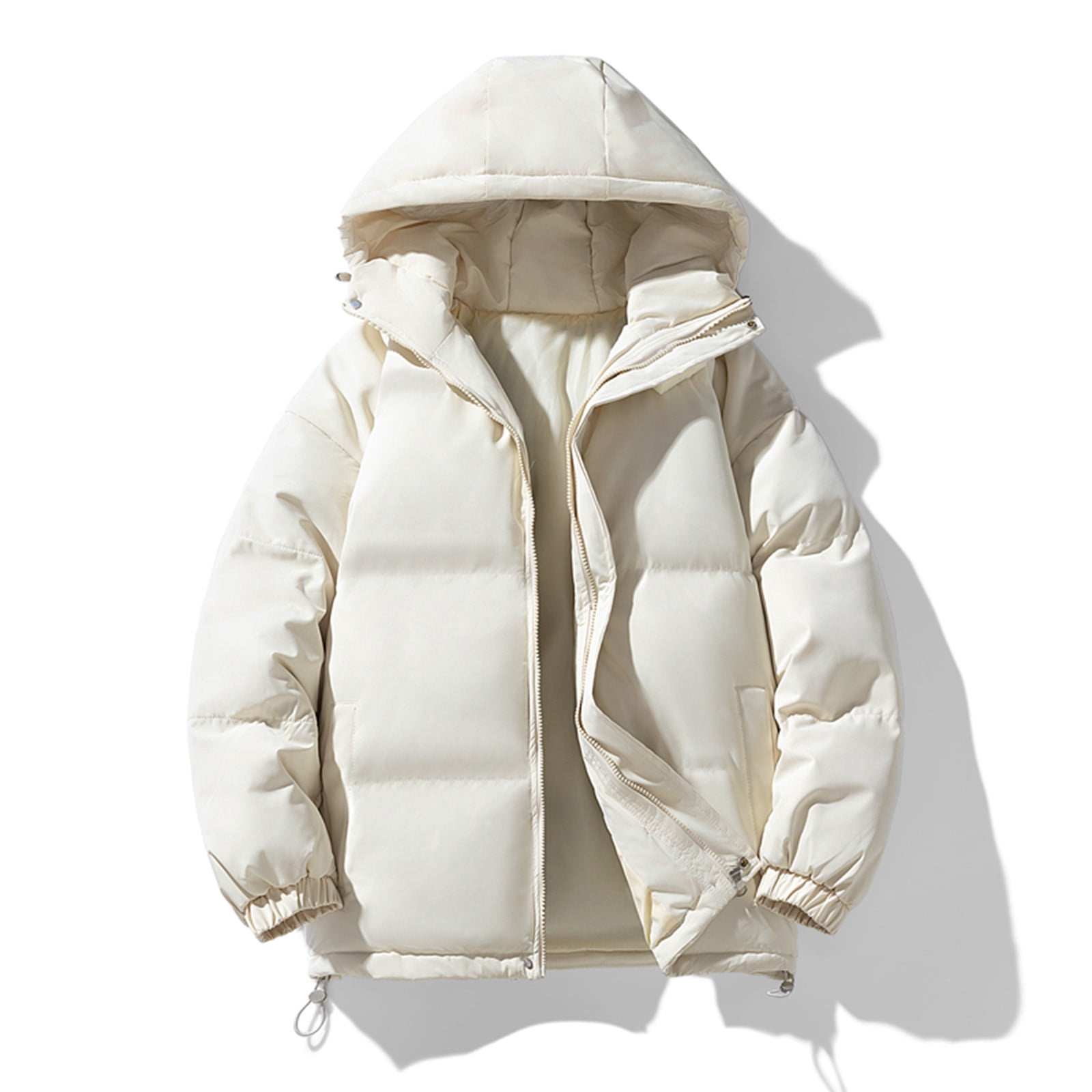 BLTIBY Women's Winter Warm Puffer Jacket Cropped Zip up Fluffy Quilted ...
