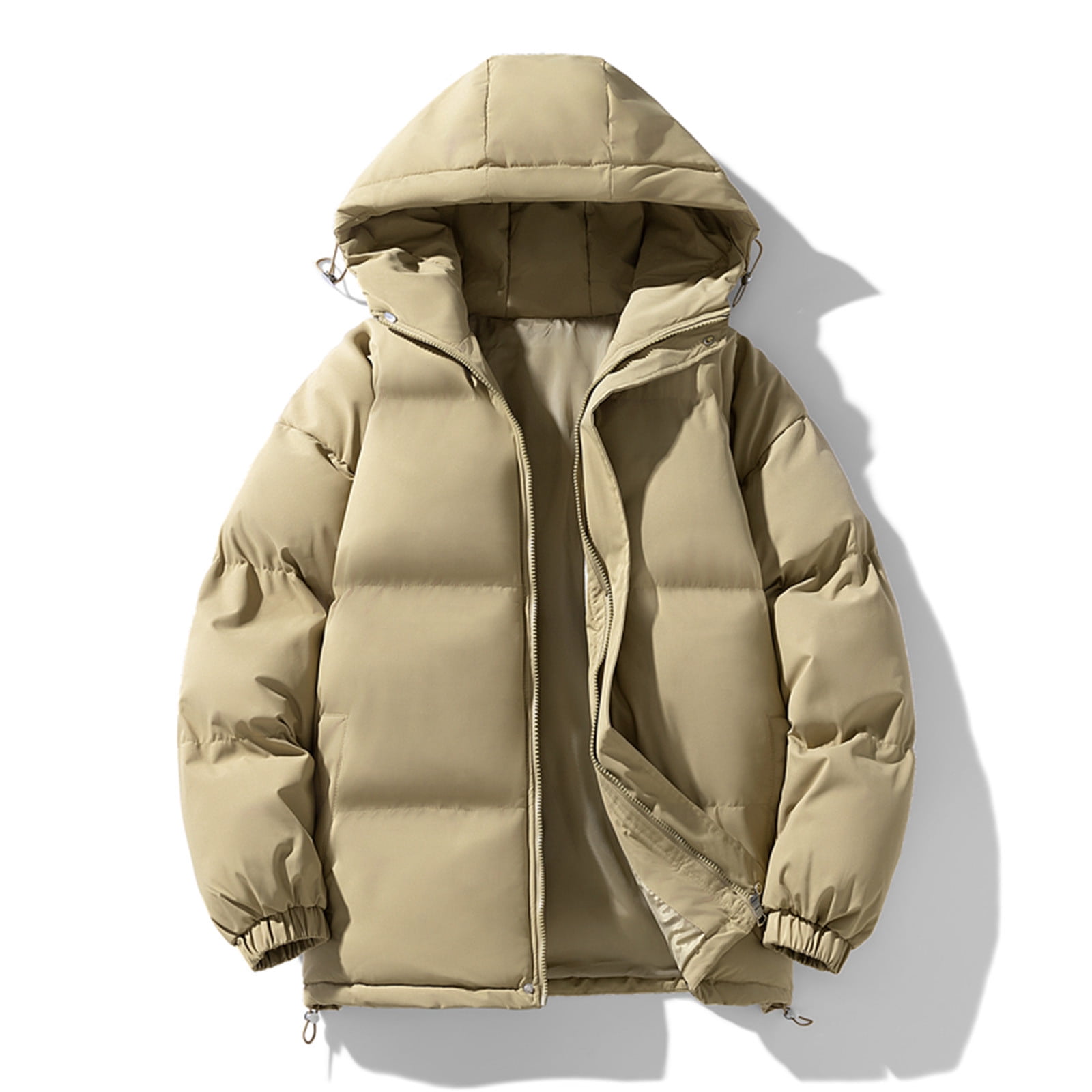 BLTIBY Women's Winter Warm Puffer Jacket Cropped Zip up Fluffy Quilted ...