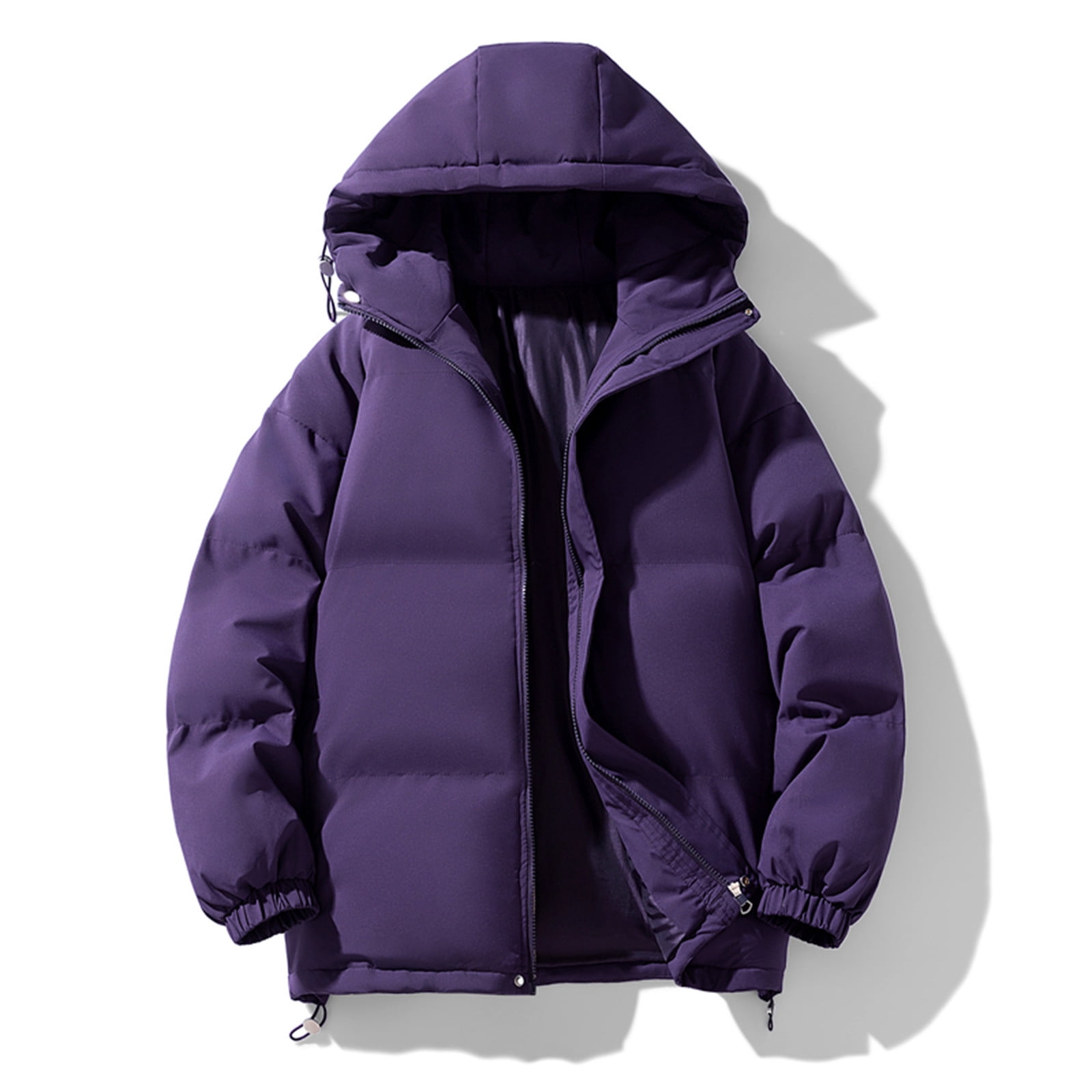 BLTIBY Women's Winter Warm Puffer Jacket Cropped Zip up Fluffy Quilted ...