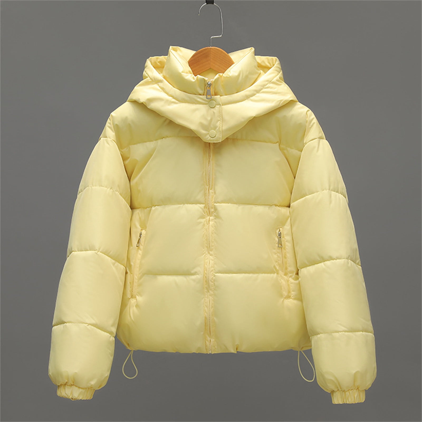 BLTIBY Women's Winter Warm Puffer Jacket Cropped Zip up Fluffy Quilted ...