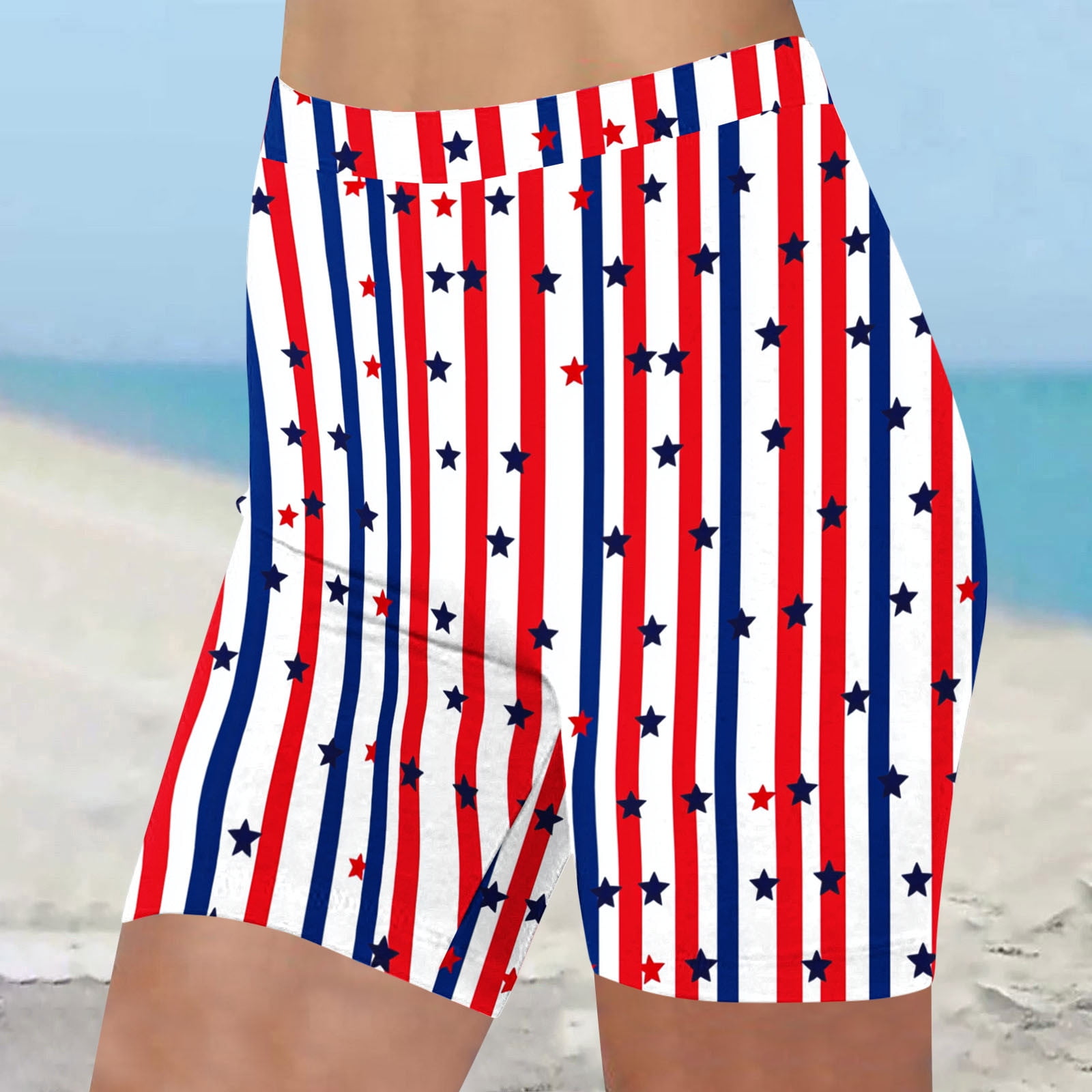 BLTIBY Women's Yoga Short High Waisted USA Flag 4th July Patriotic ...