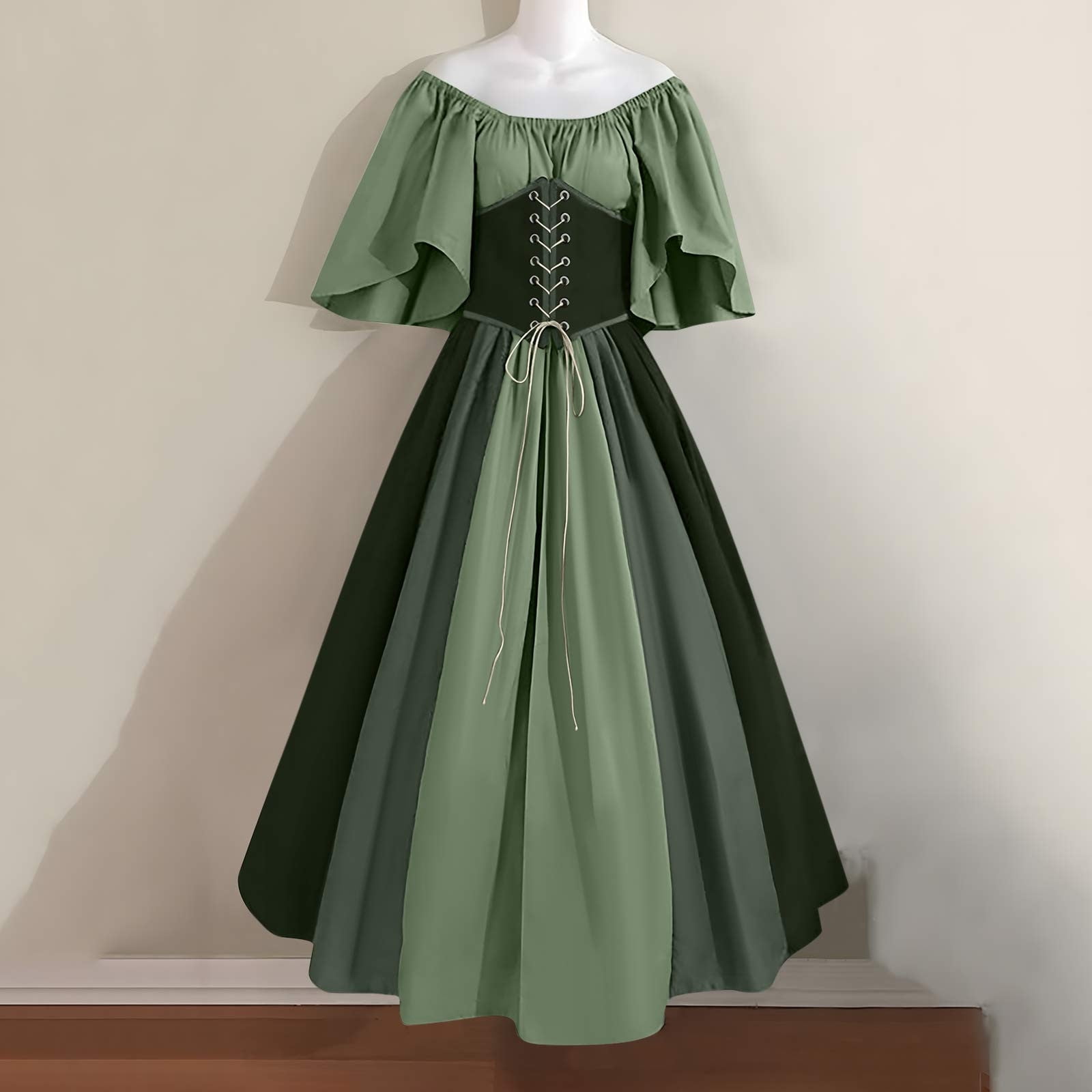 BLTIBY Womens Halloween Dress Flying Sleeve Gothic Retro Collision Slim ...