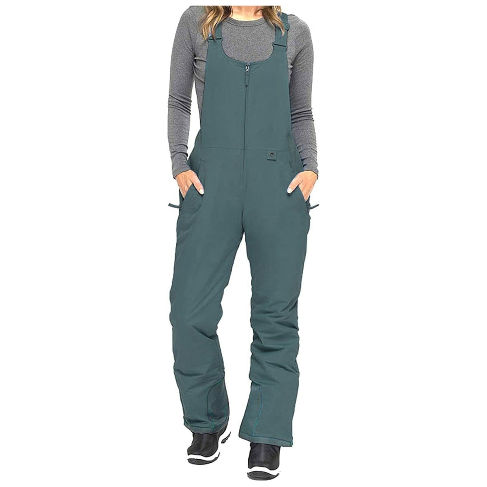 BLTIBY Womens Ski Snow Bibs Pants Insulated Water Resistant Overalls ...