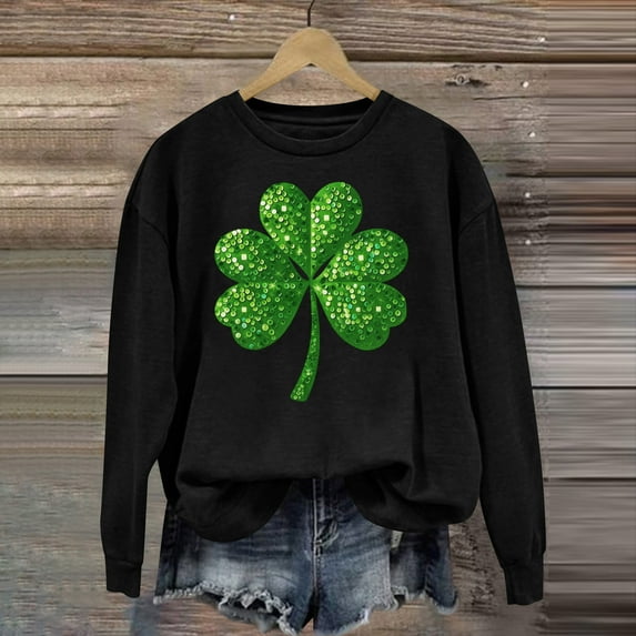 BLTIBY Womens St. Patrick's Day Sweatshirts Cute Shamrock Clover ...