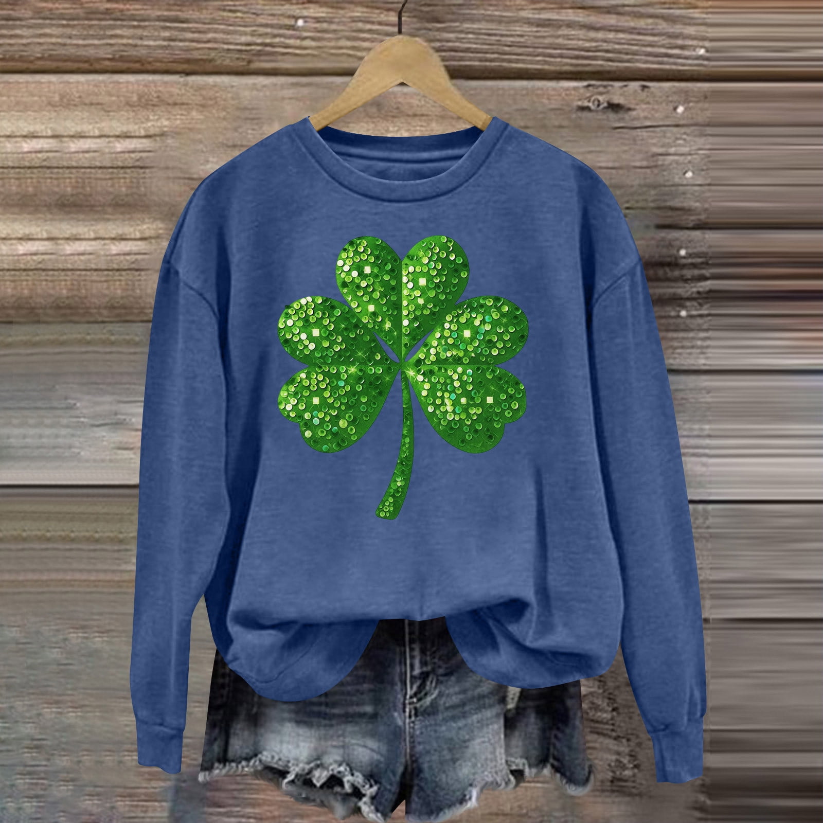BLTIBY Womens St. Patrick's Day Sweatshirts Cute Shamrock Clover ...