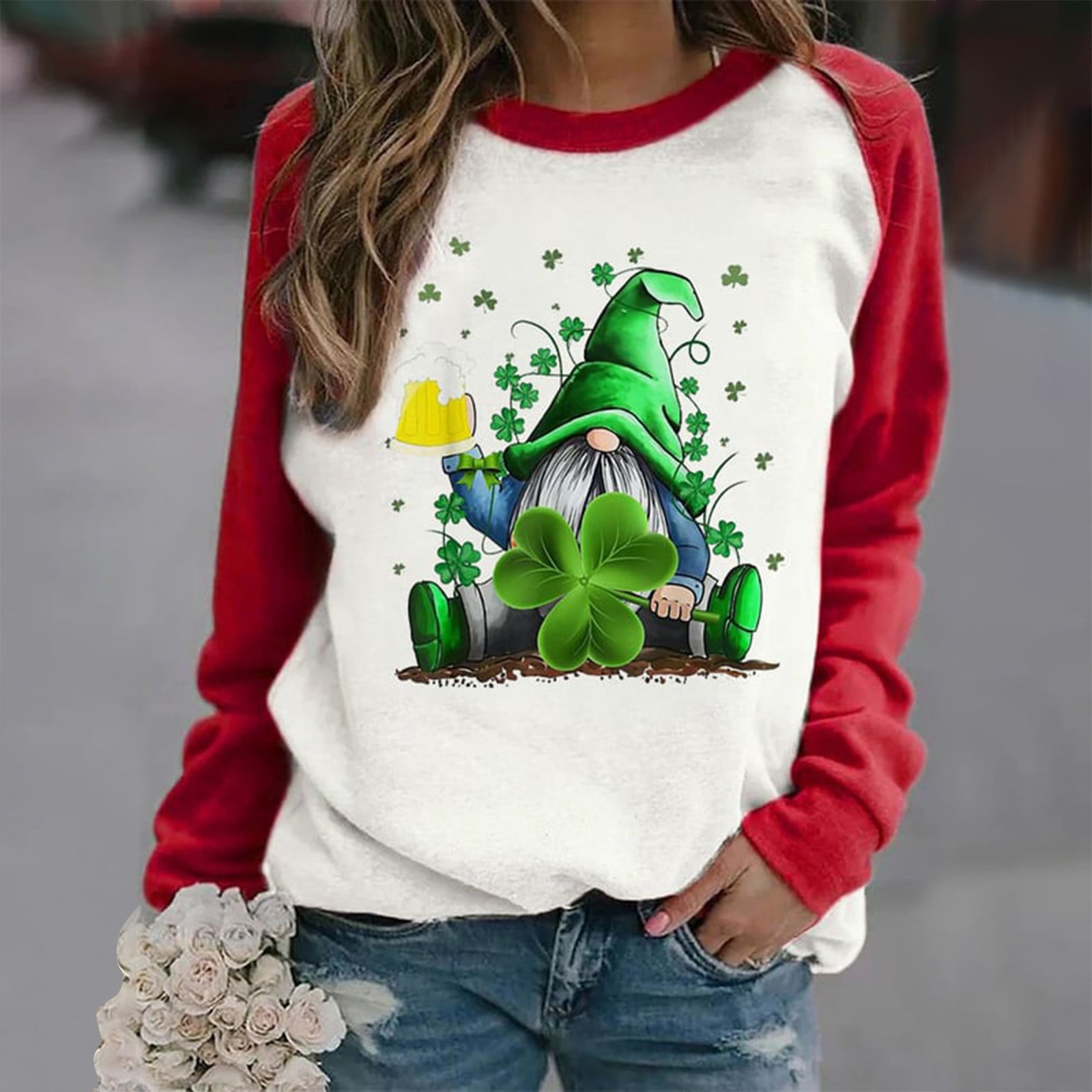 BLTIBY Womens St. Patrick's Day Sweatshirts Long Sleeve Round Neck ...