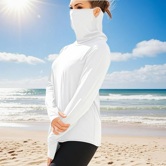 BLTIBY Womens Sun Protection Top Mens Solid Color Long Sleeve Shirts ...