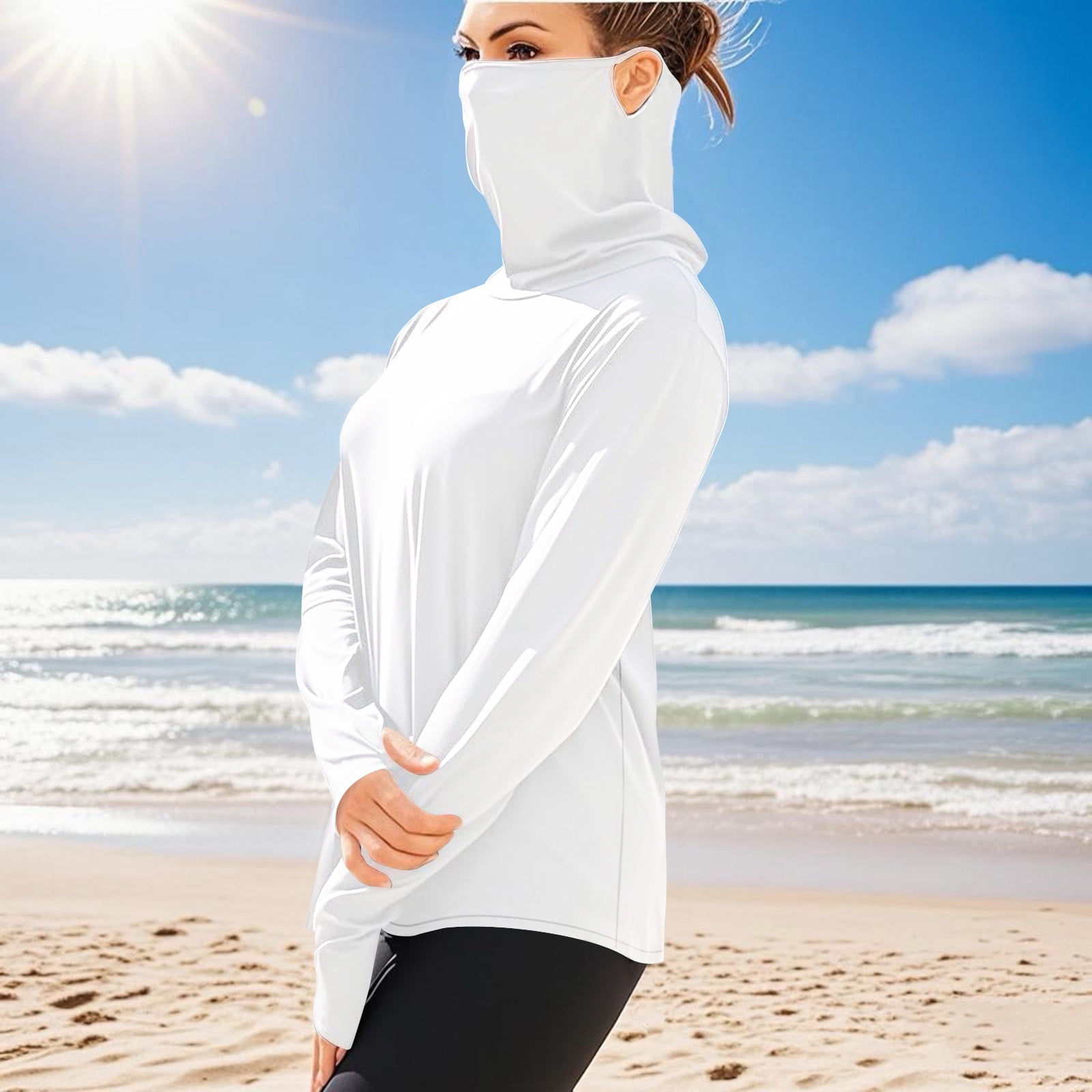 BLTIBY Womens Sun Protection Top Mens Solid Color Long Sleeve Shirts ...