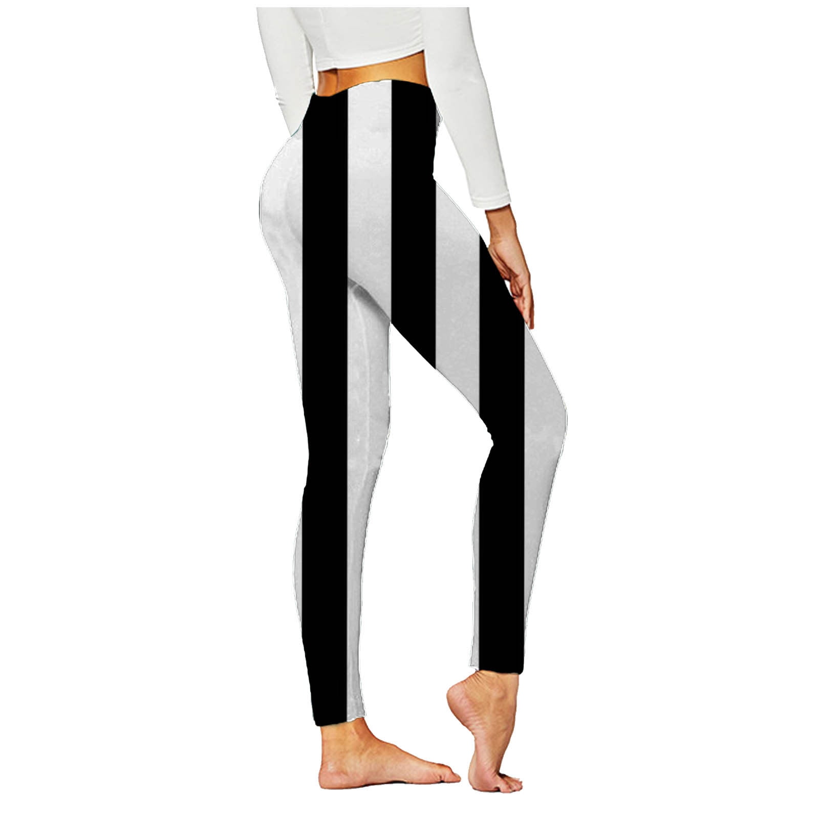 Bltiby Womens Tight Yoga Pants High Waisted Vertical Stripe Printed Athletic Slim Fit Leggings