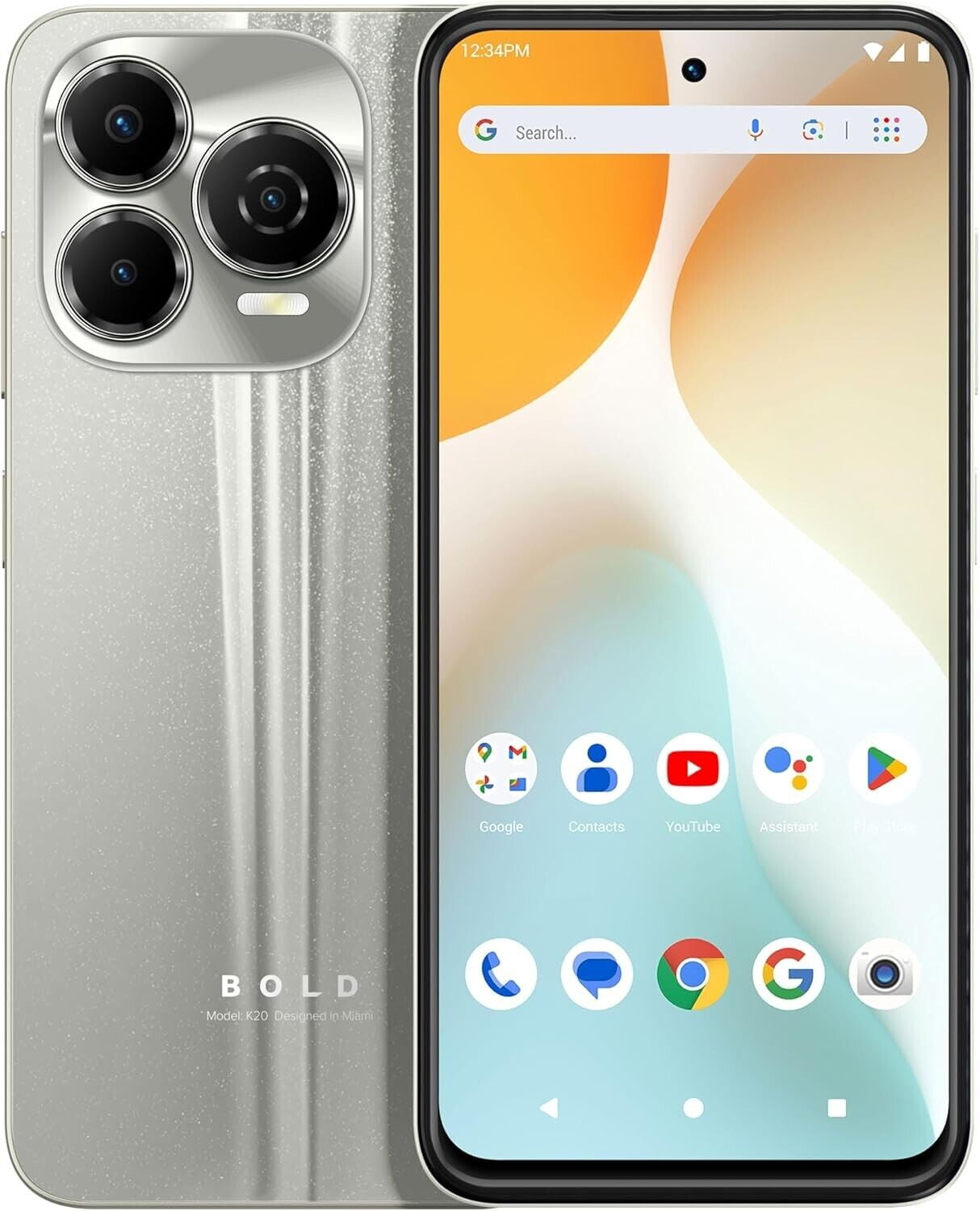 BLU Bold K20 | GSM Unlocked | 6.7” HD+ Display | 256/4GB | Triple 50MP | NEW (Silver) - Walmart.com