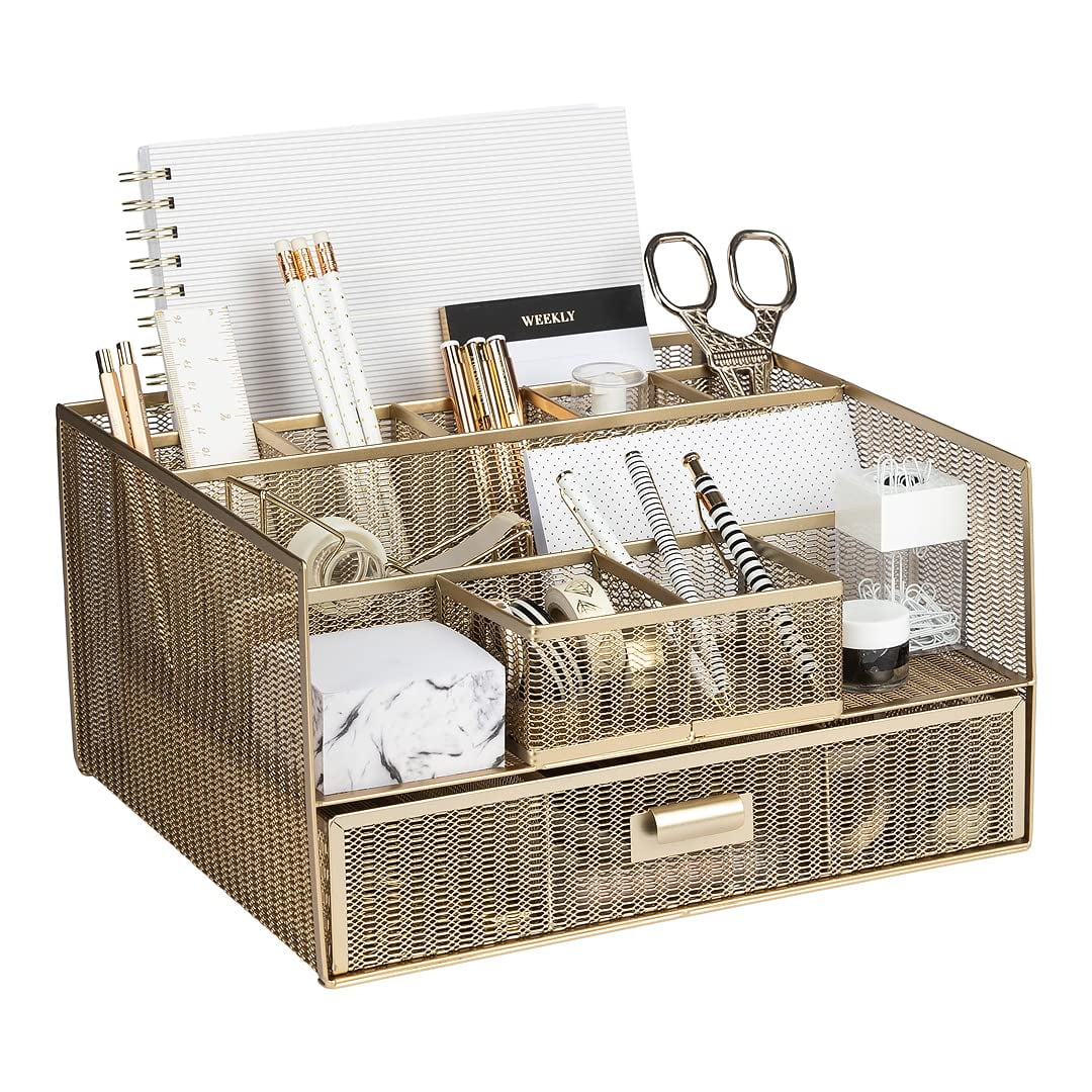 BLU MONACO Workspace Large 12 Compartments Gold Desk Organizer with ...
