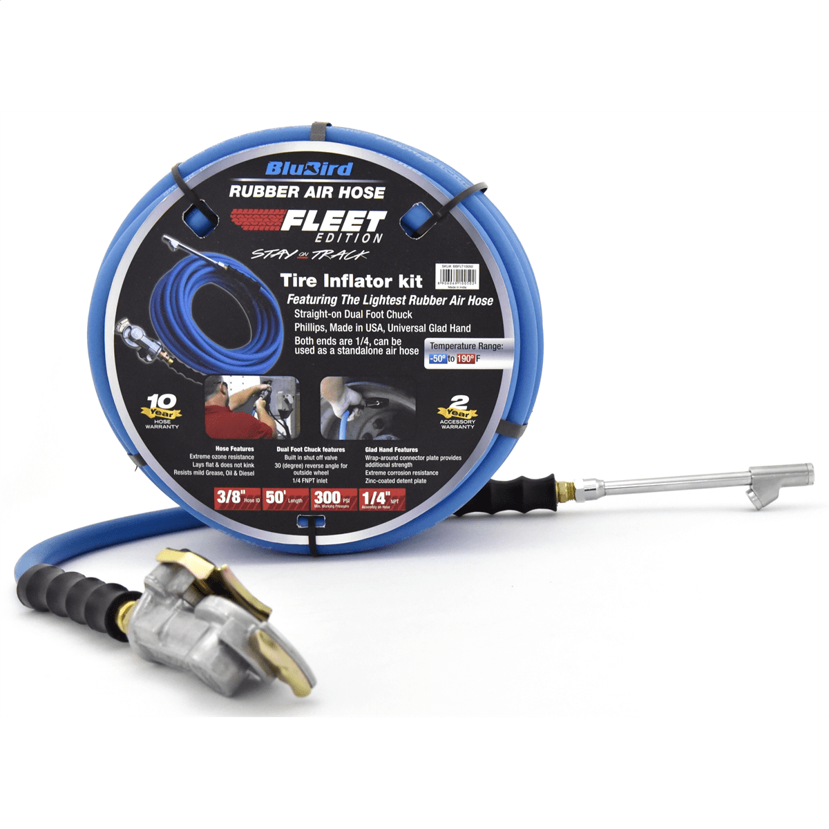 BLUBIRD BBFLT3850 3/8" x 50' Fleet Edition Tire Inflator Kit, Lightest ...