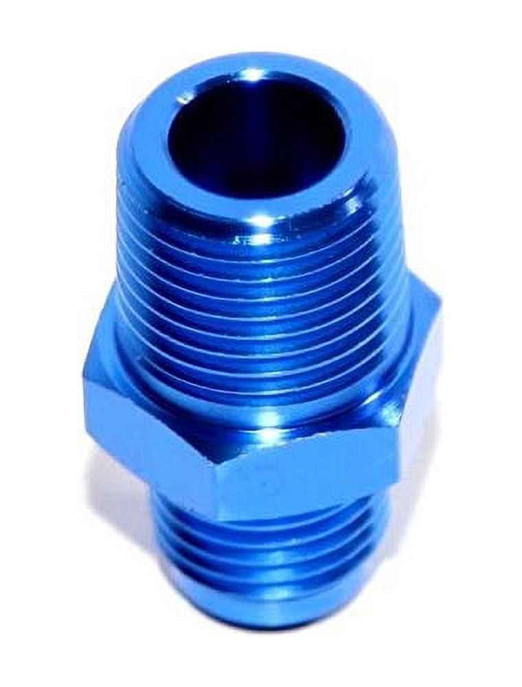 BLUE 6AN AN-6 to 3/8" NPT Male Thread Straight Aluminum Fitting Adapter ...