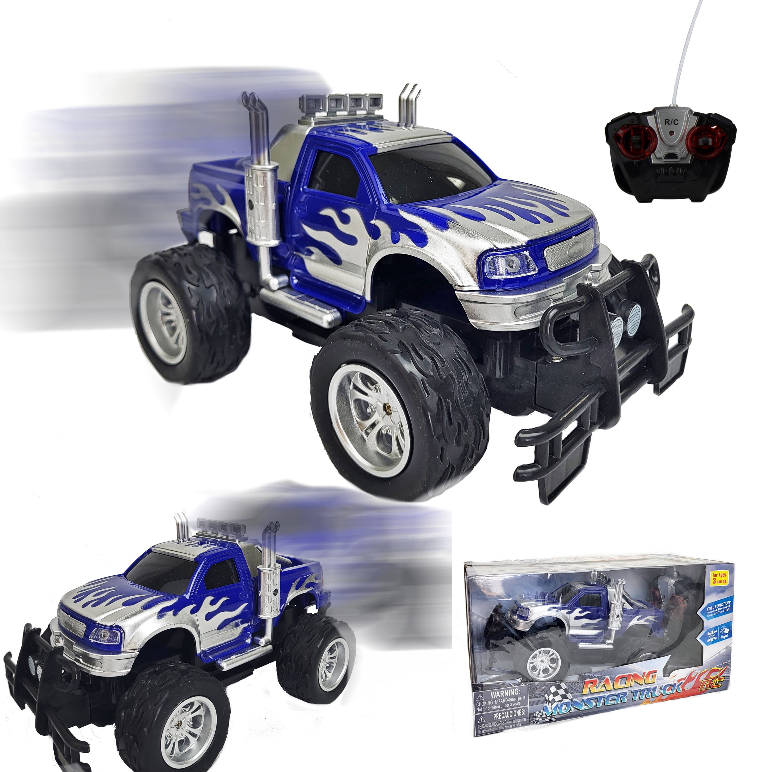 BLUE BLOCK Remote Control Full Function Extreme Flame Monster Truck ...