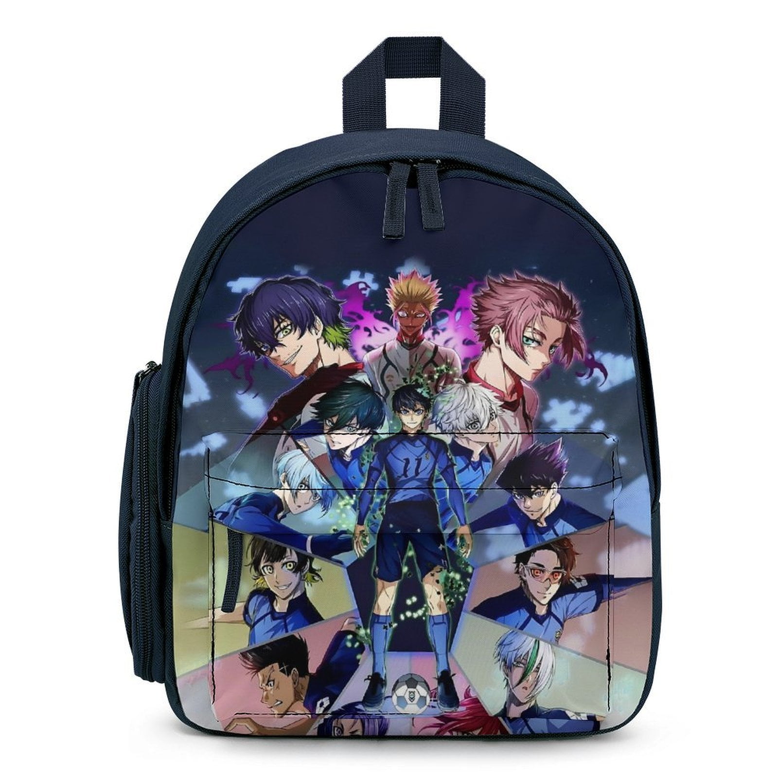 BLUE Ball LOC-,K Backpack for Men Women Small Bookbag with Front Pocket ...