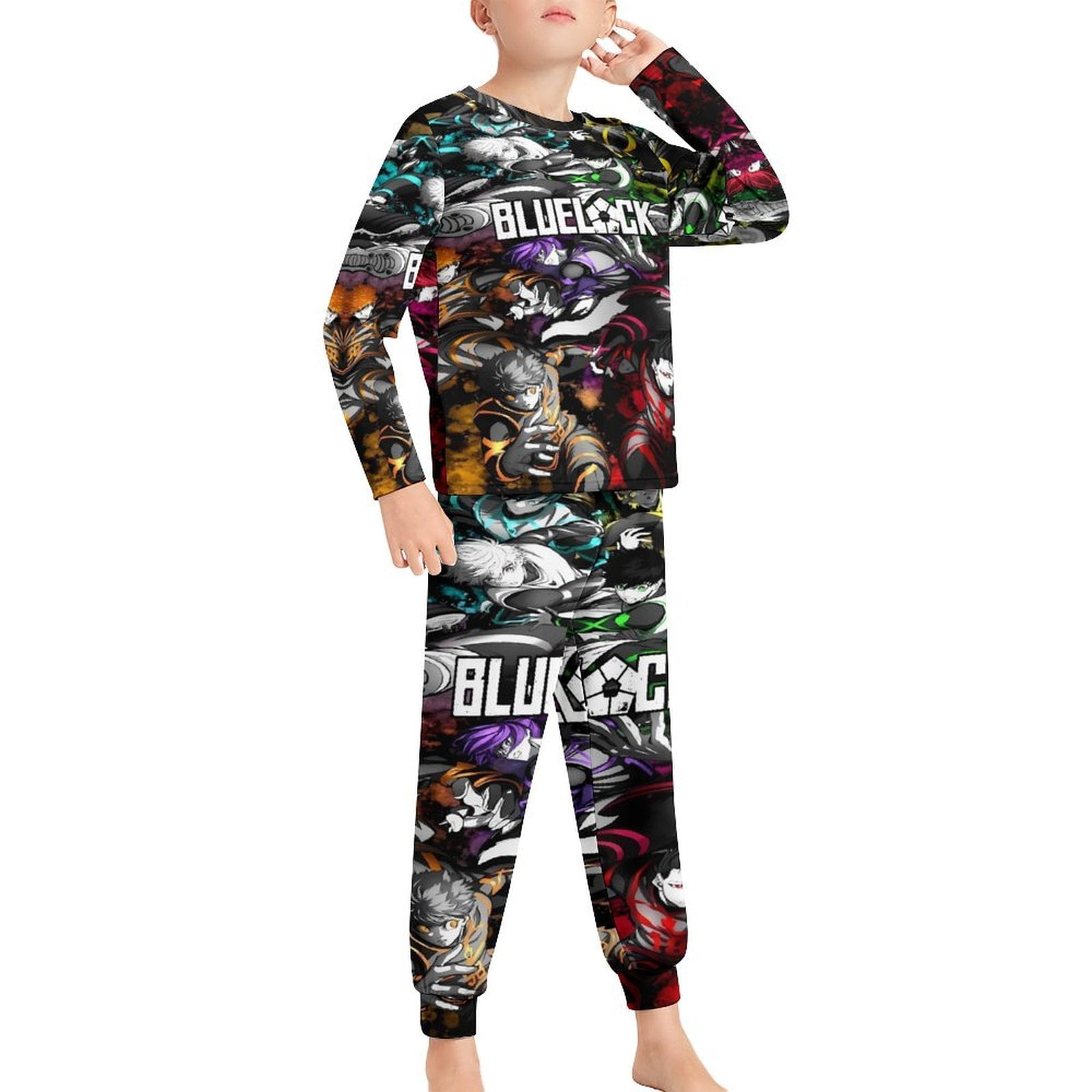 BLUE Ball LOC-,K T Shirt Set Long Sleeve Tee Shirt Pants Set Cartoon ...