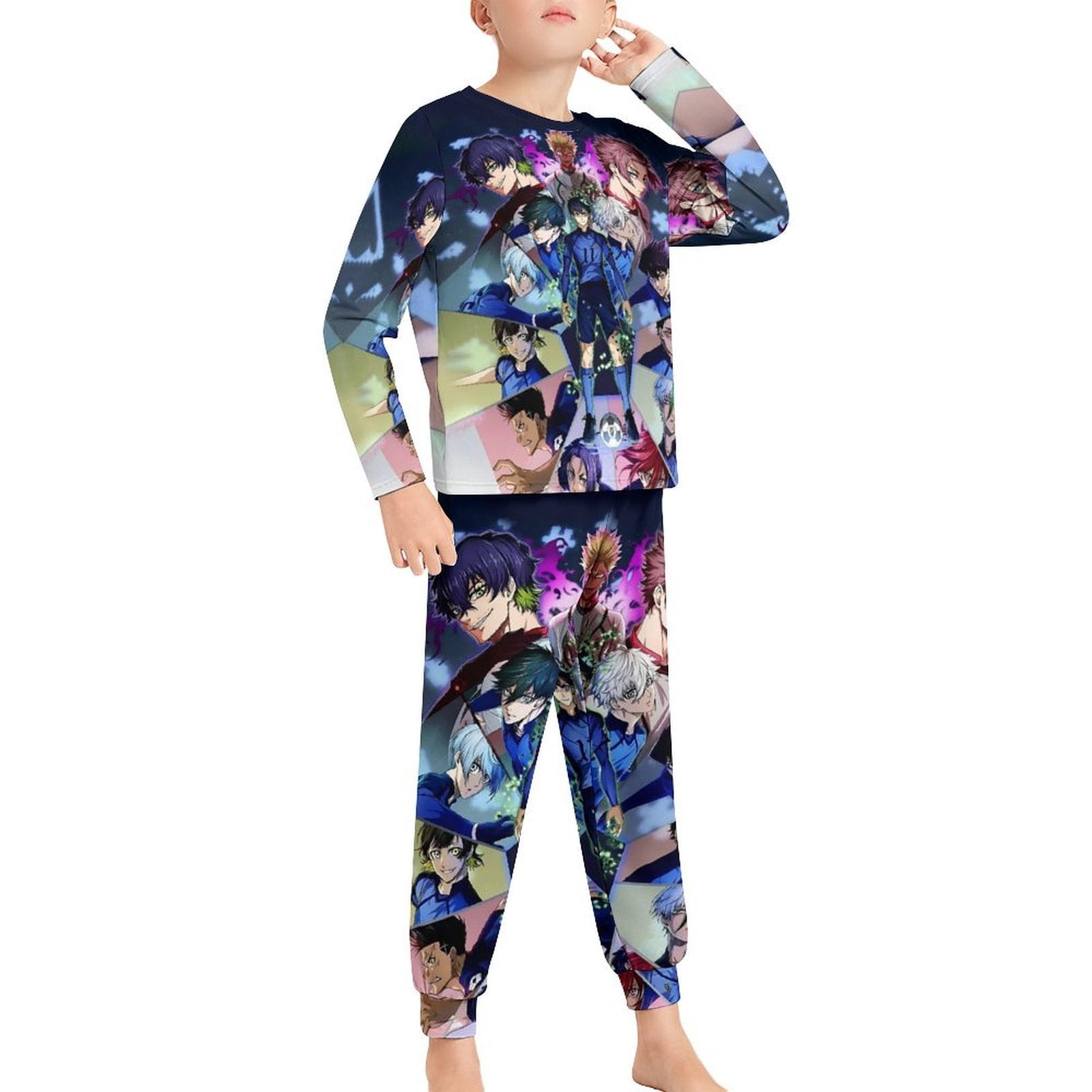 BLUE Ball LOC-,K T Shirt Set Long Sleeve Tee Shirt Pants Set Cartoon ...