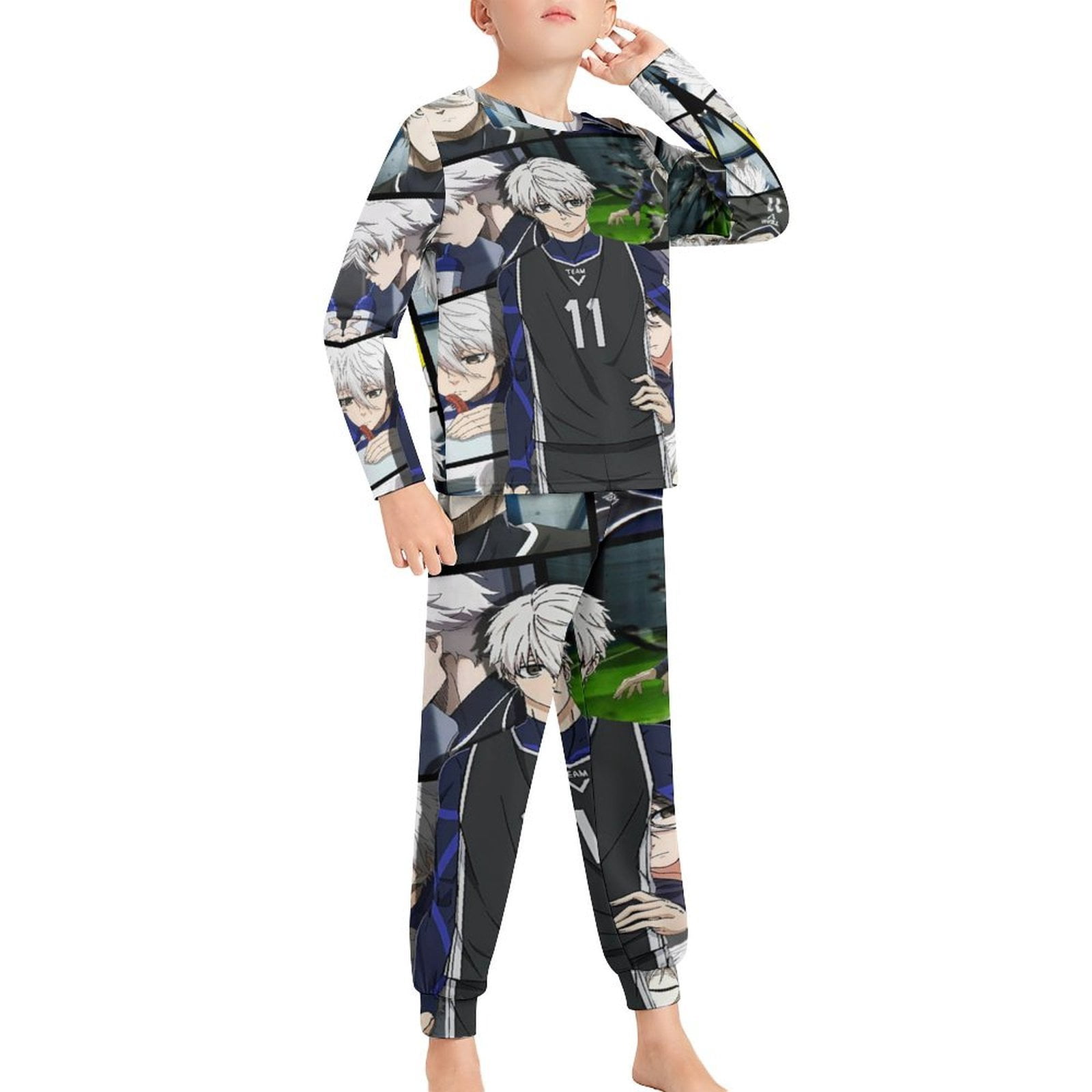 BLUE Ball LOC-,K T Shirt Set Long Sleeve Tee Shirt Pants Set Cartoon ...