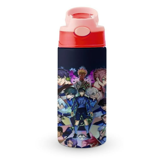 BLUE Ball LOC-,K Water Bottle with Straw Lid Vacuum Insulated Stainless ...