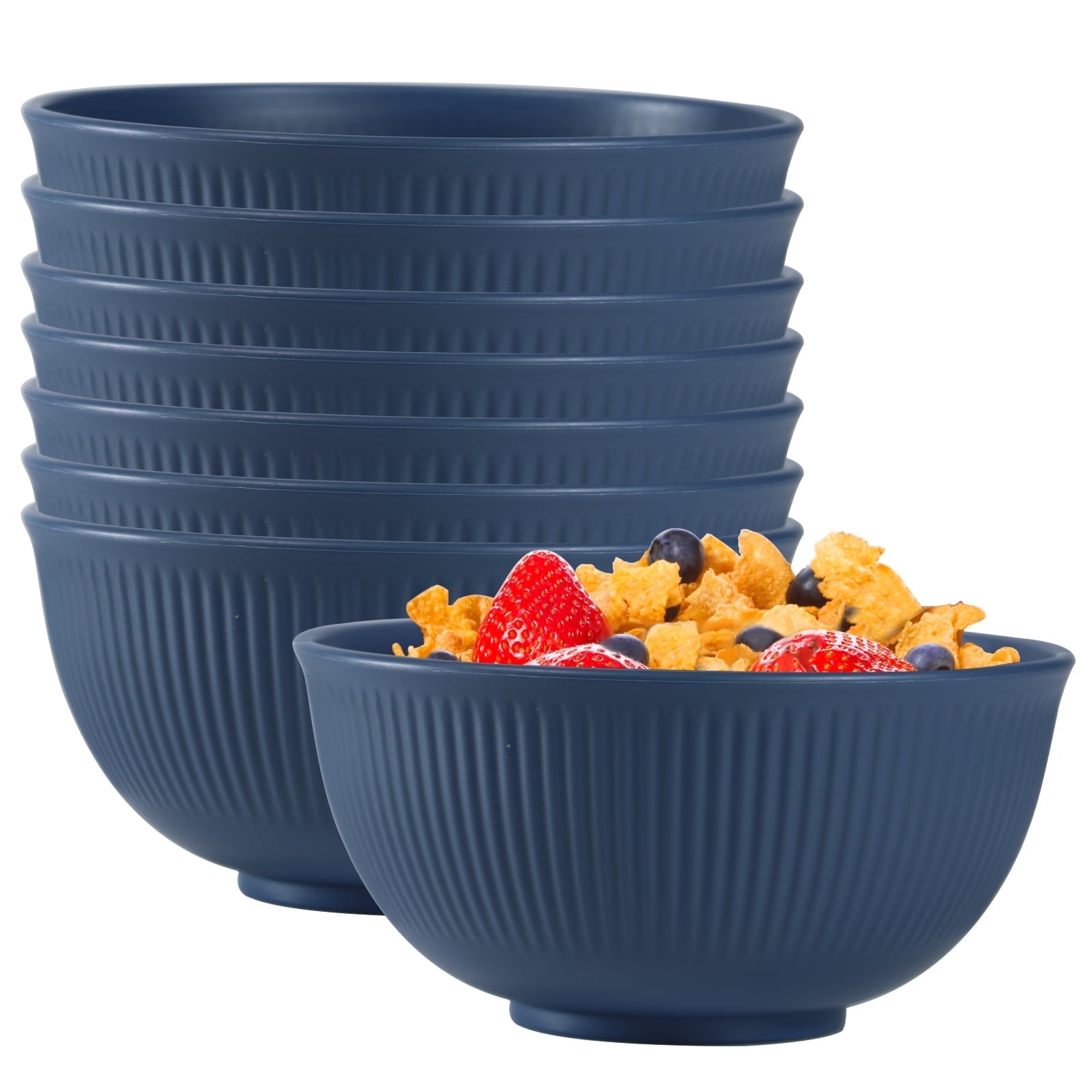 BLUE Cereal Bowls 8 Pieces , Unbreakable Wheat Straw Bowls, Microwave ...