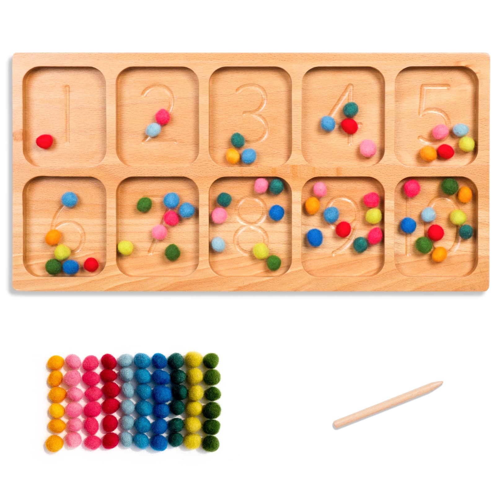 BLUE GINKGO Sorting DHF10 Tray - Wooden Counting, Sorting Tracing Toy ...