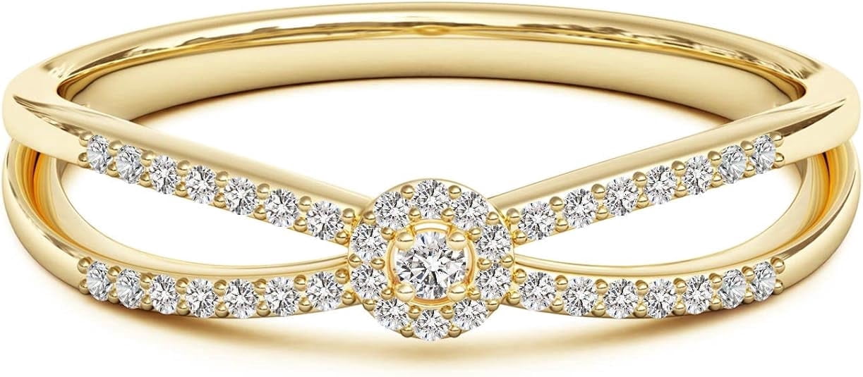 BLUE HEAVEN JEWELS Round Cluster Halo Ring for Women – Yellow Gold Tone ...