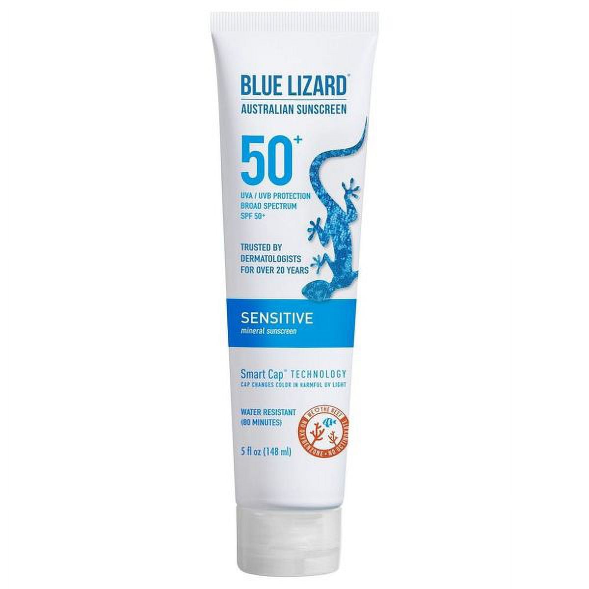 BLUE LIZARD Sensitive Mineral Sunscreen with Zinc Oxide 50+ Water ...
