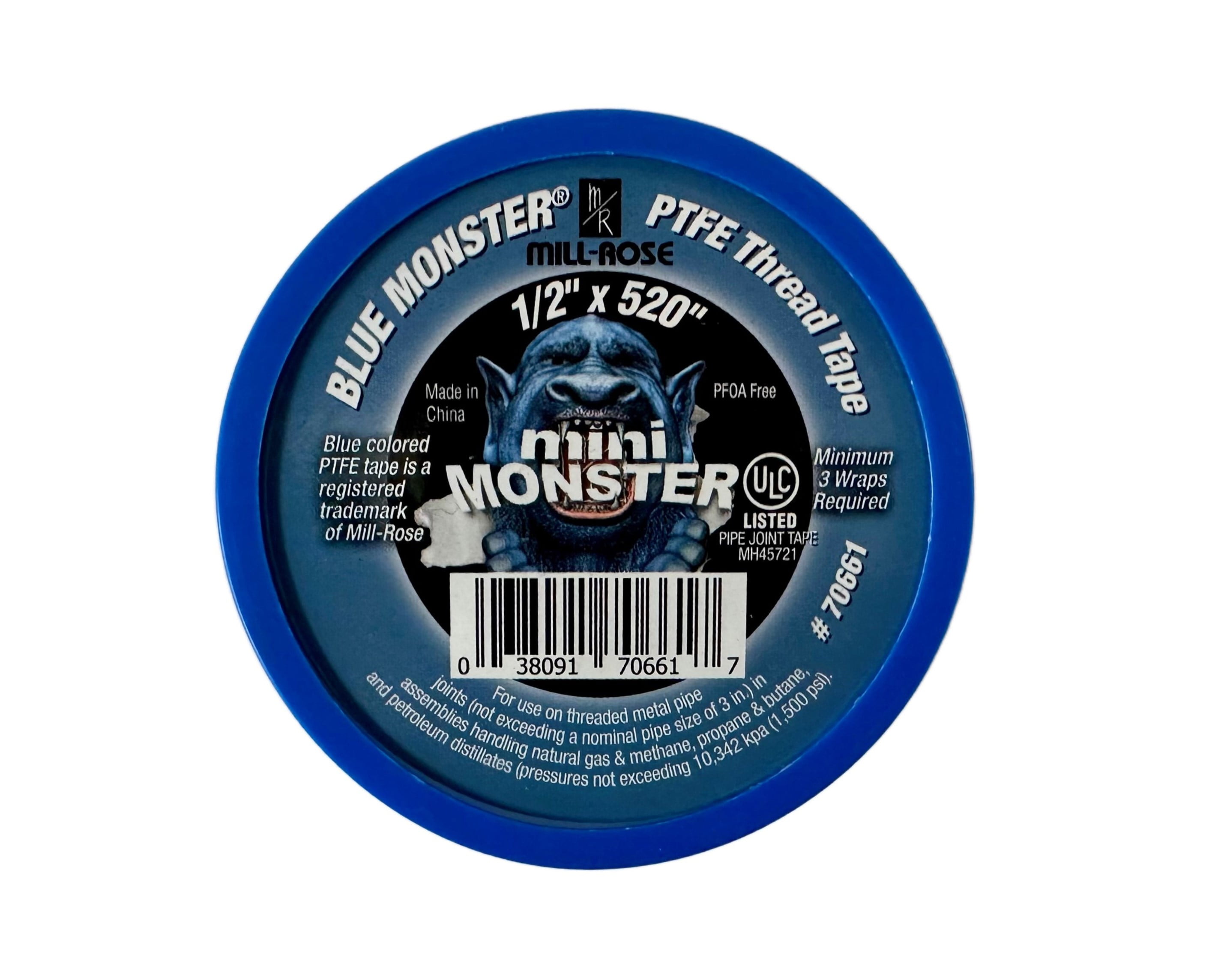 Blue Monster PTFE Thread Sealant Tape, 520 x 0.5 in., for Gas, Water ...