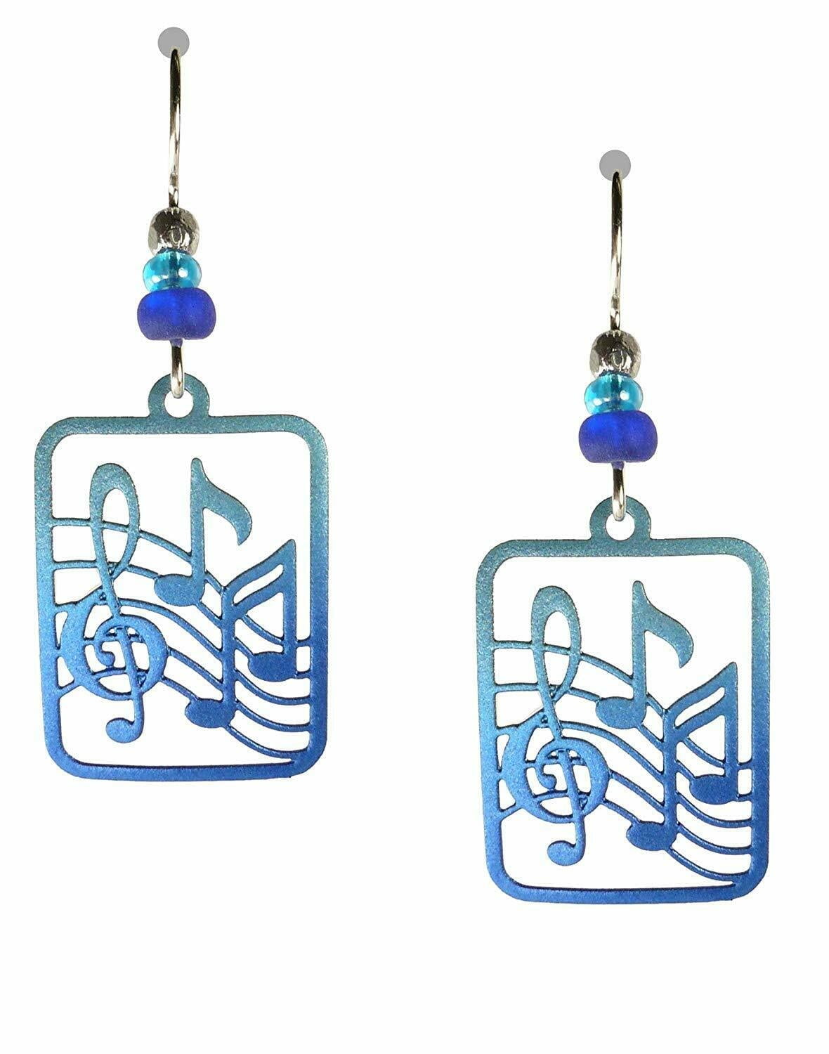 BLUE MUSIC NOTES Hypo-Allergenic Earrings, Sterling Silver Plated, by ...