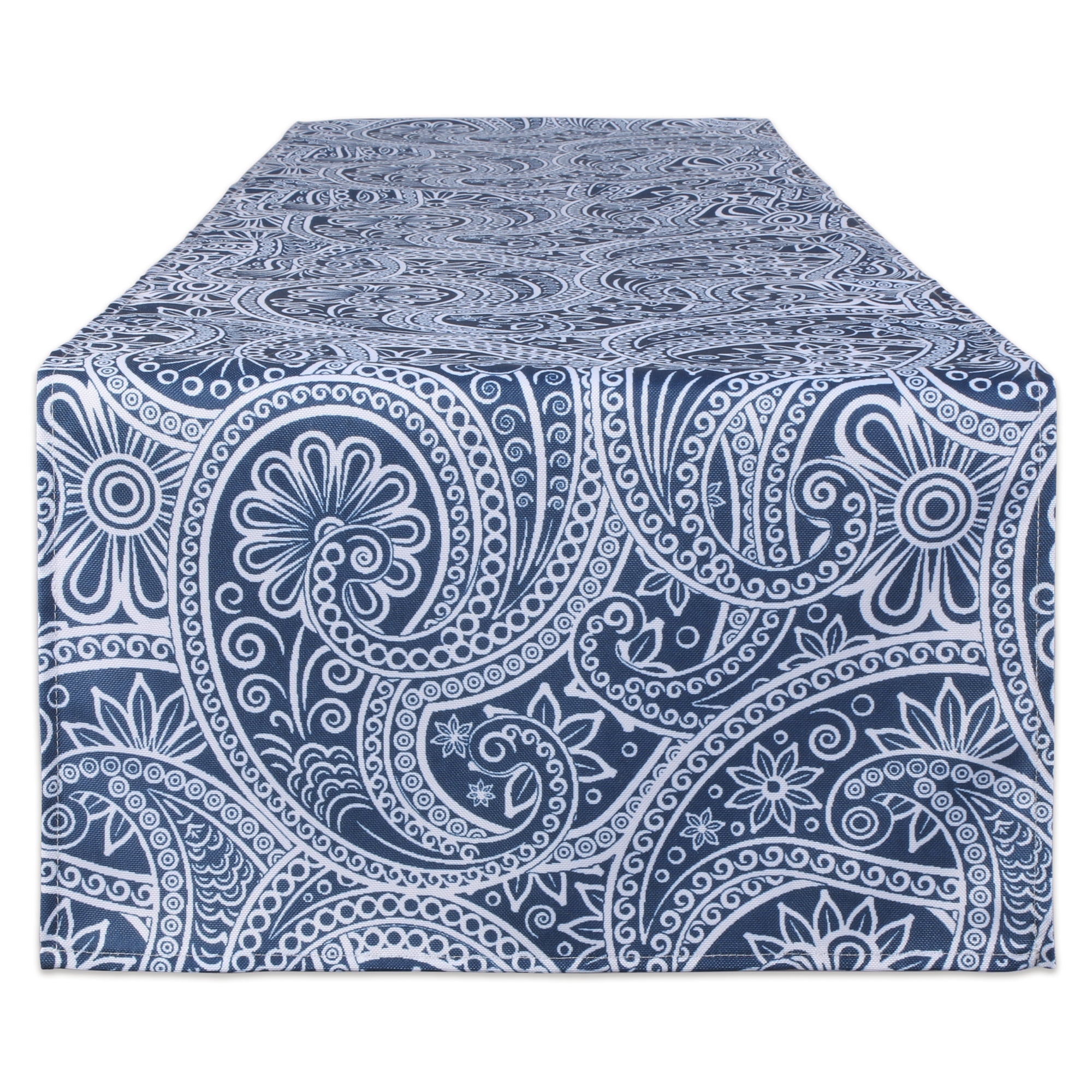 DII 14x72" Modern Fabric Outdoor Paisley Print Table Runner in Blue ...