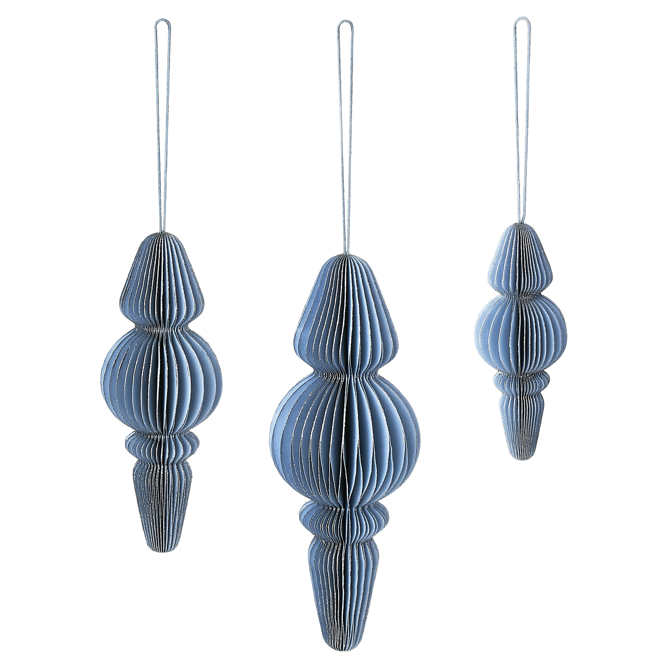 3 Count Blue Paper Finial Christmas Ornaments, by Holiday Time ...