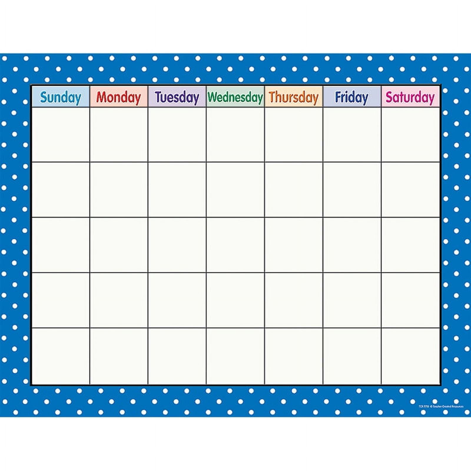Teacher Created Resources Tcr7710 Blue Polka Dots Calendar Chart ...