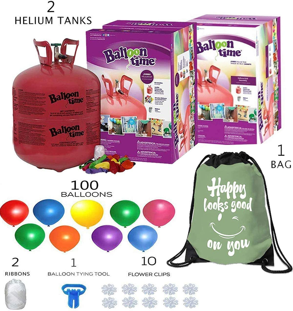 BLUE RIBBON Portable Helium Tank 14.9 cu.ft (2 Count) - Party Kit with ...