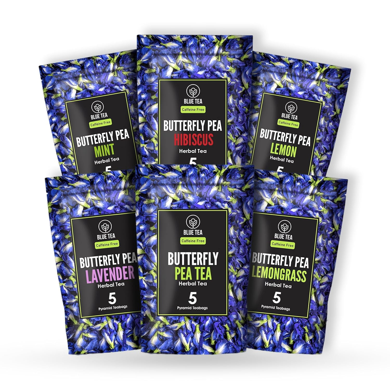 BLUE TEA - Butterfly Pea Assorted Herbal Sampler Tea Pack (6 Flavors ...